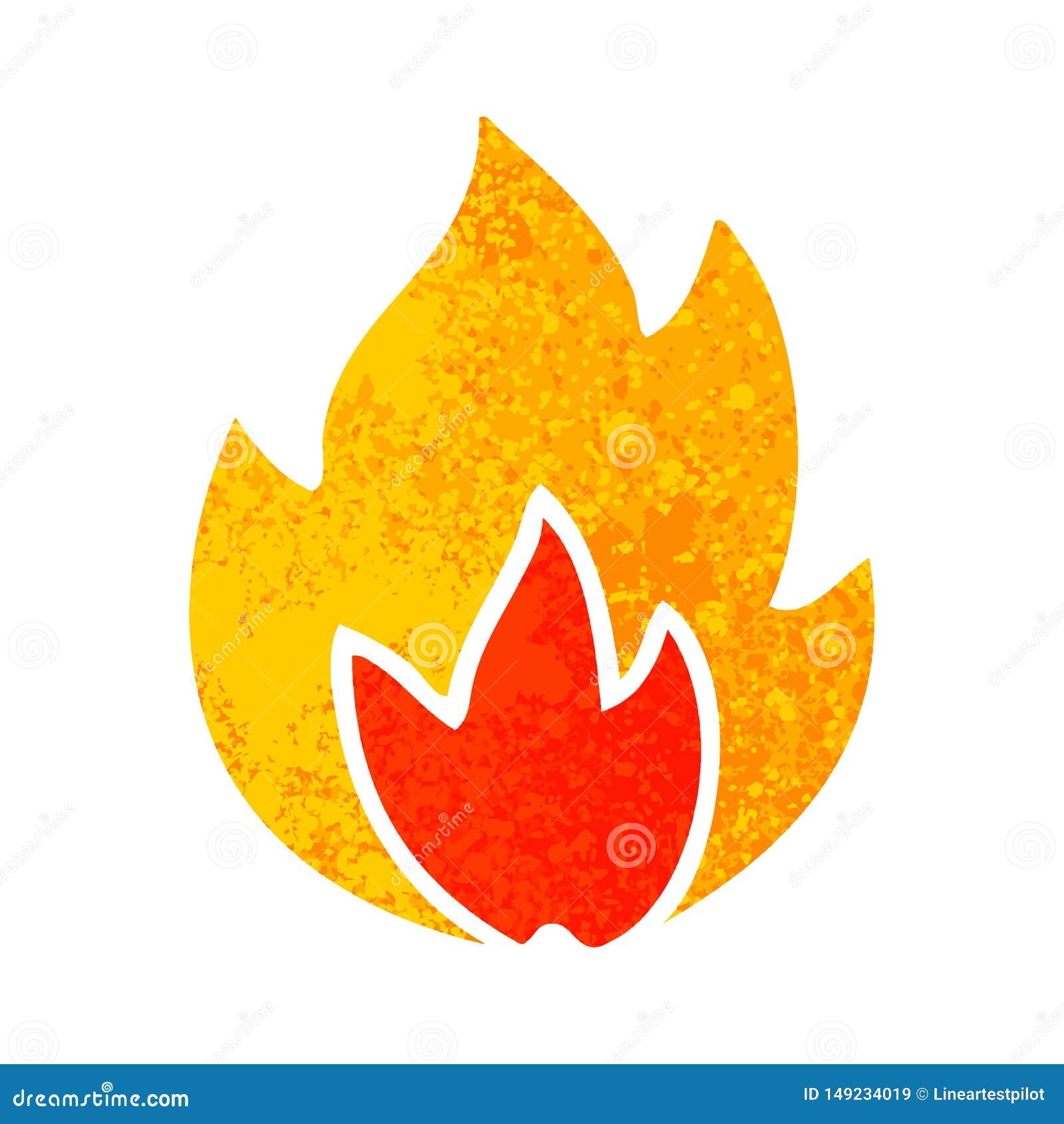 Retro Illustration Style Cartoon Fire Stock Vector - Illustration of ...