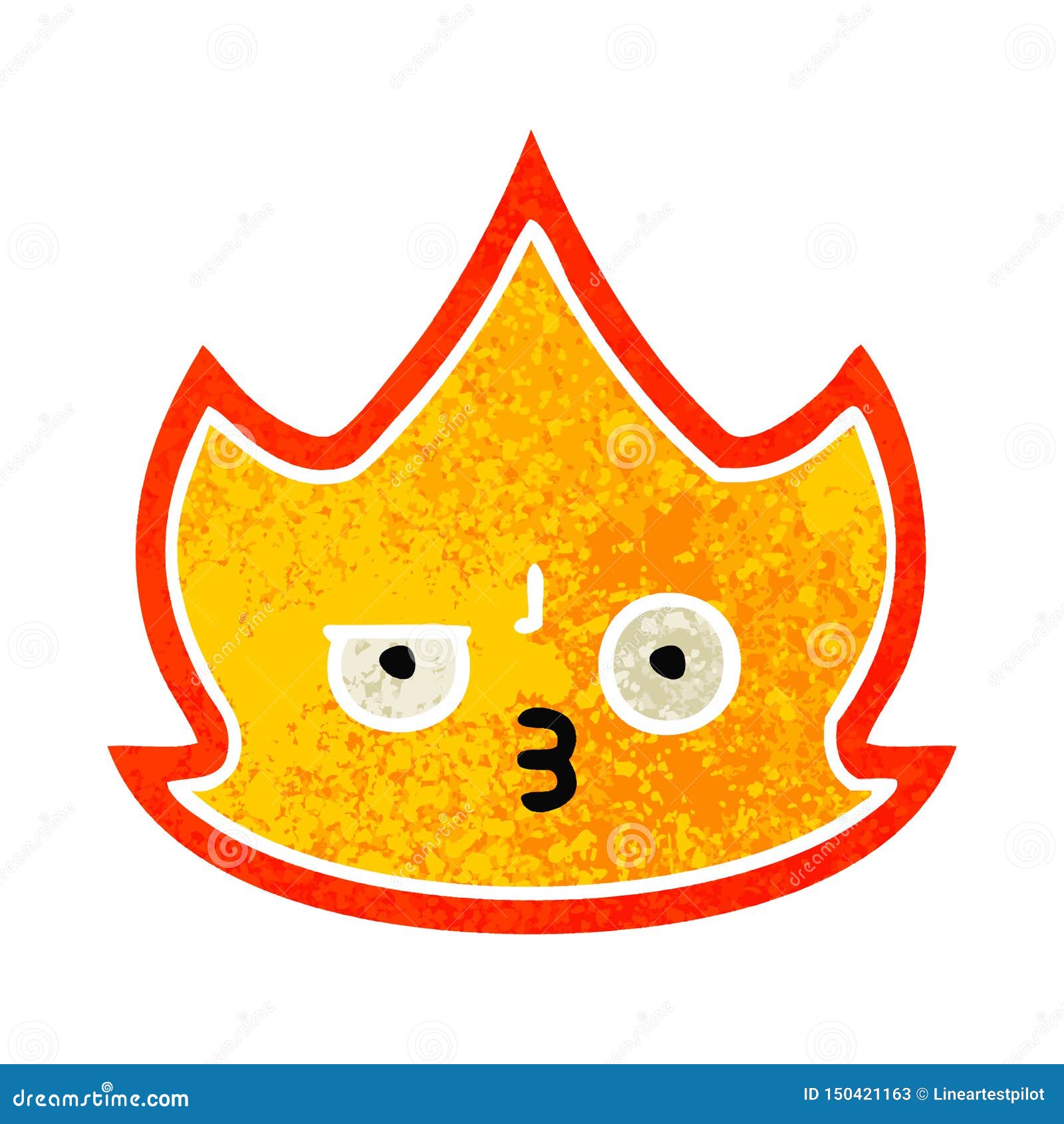 Retro Illustration Style Cartoon of a Fire Flame Stock Vector ...