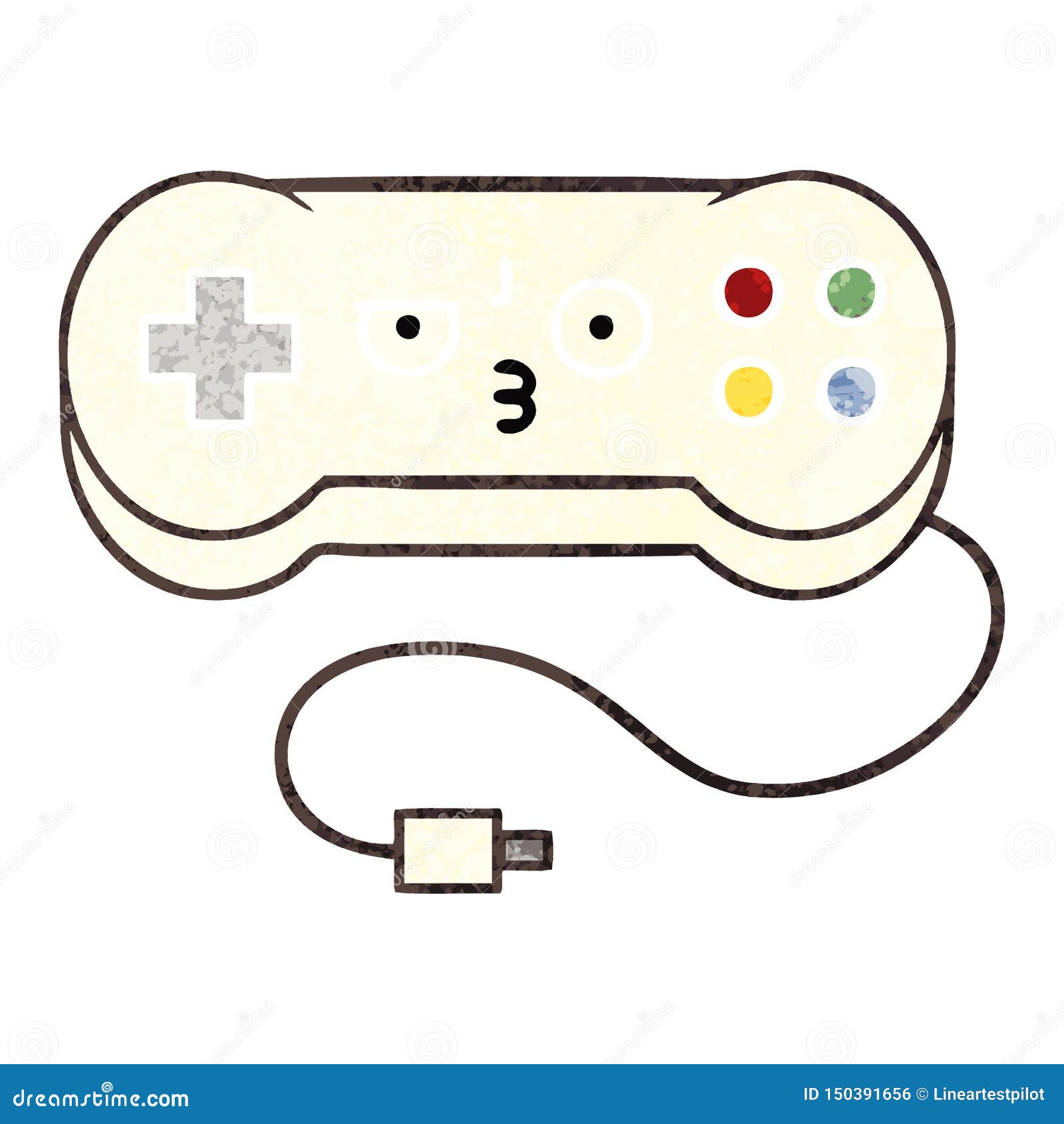 Retro Illustration Style Cartoon of a Game Controller Stock Vector ...