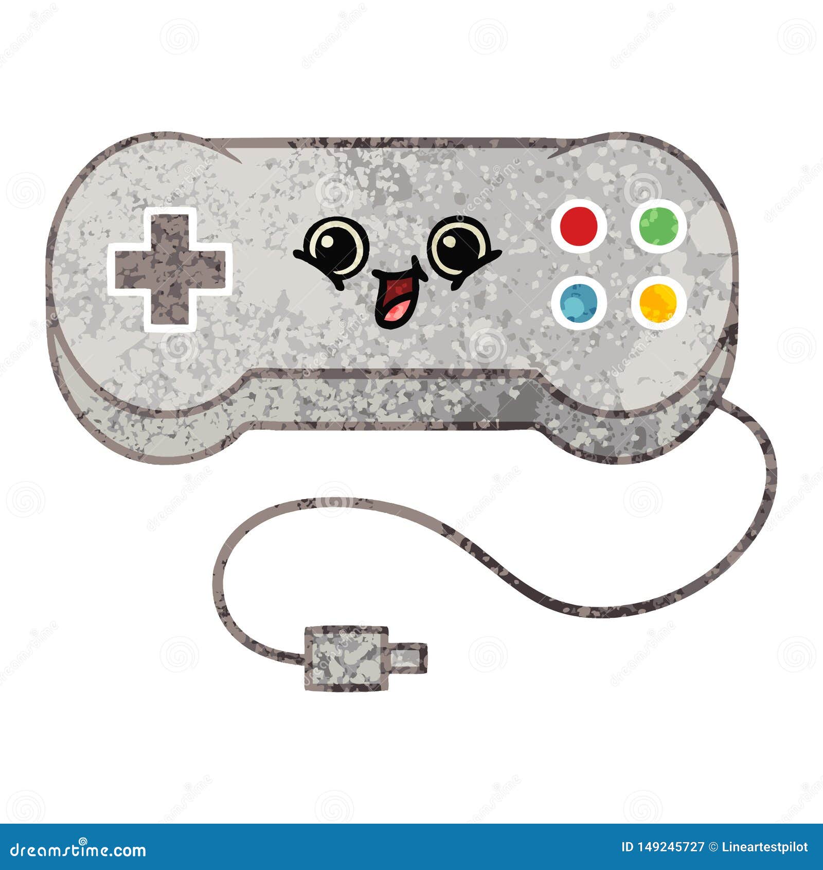 Retro Illustration Style Cartoon Game Controller Stock Vector ...