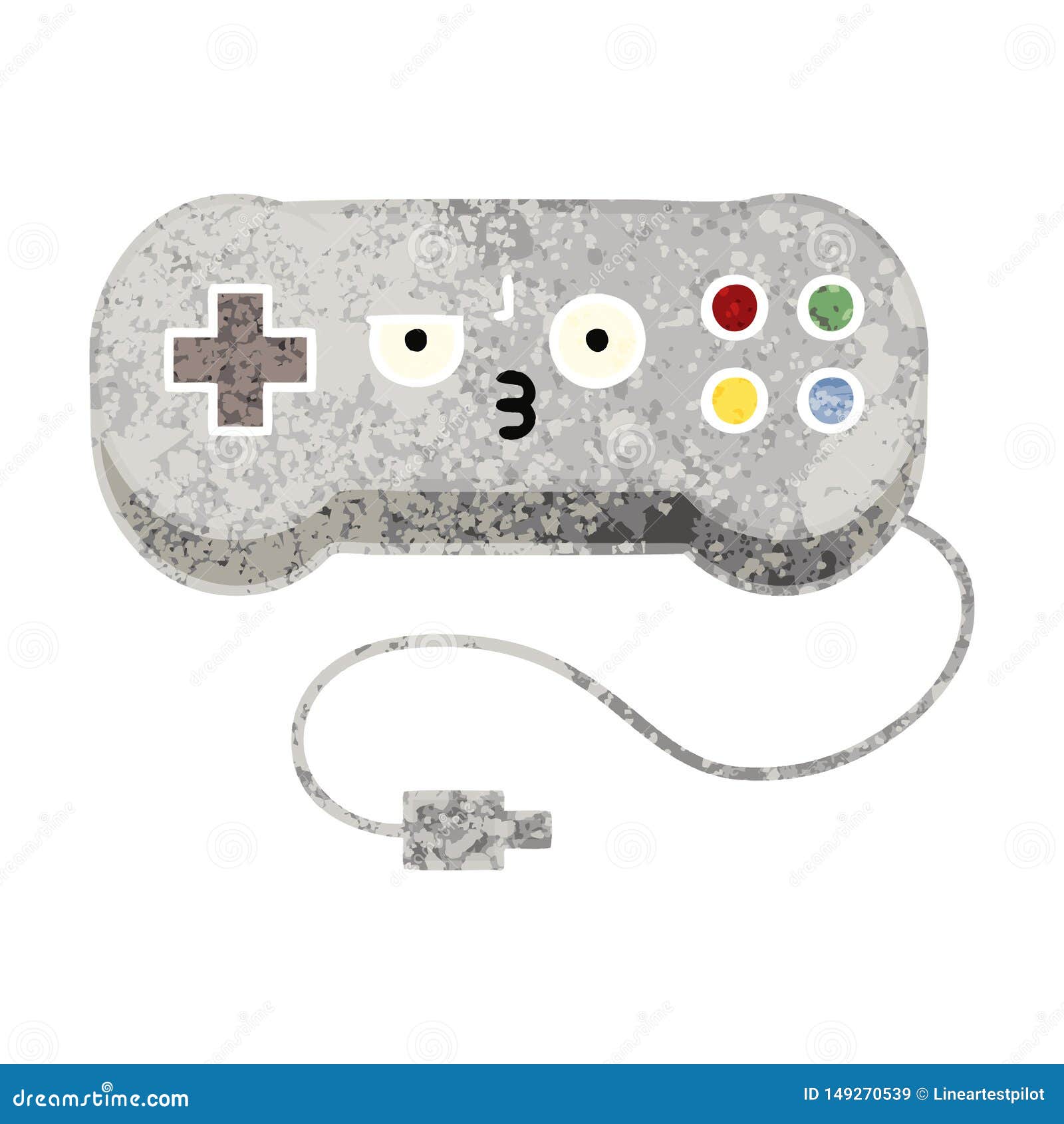 Retro Illustration Style Cartoon Game Controller Stock Vector ...
