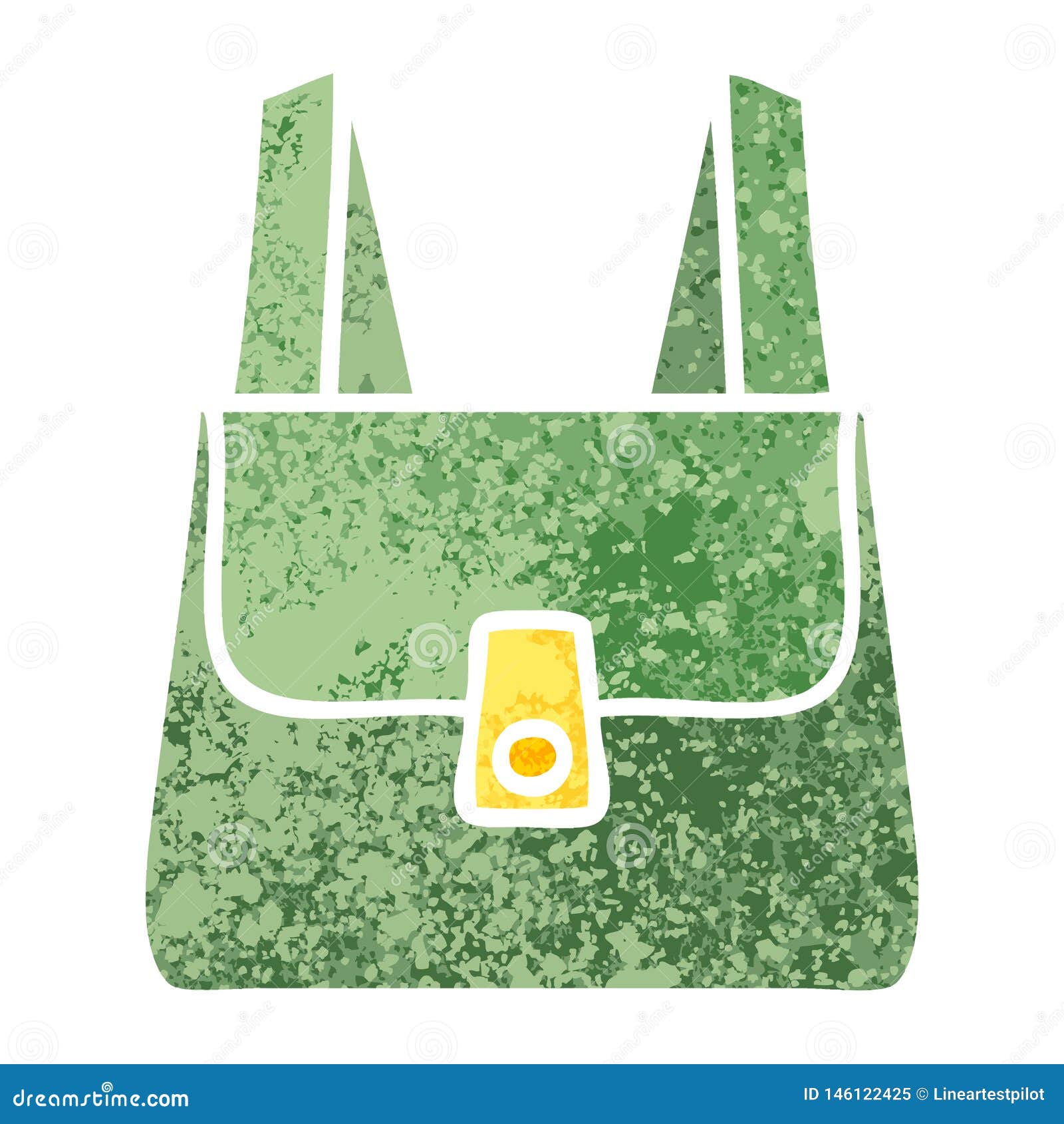 Retro Illustration Style Cartoon of a Green Bag Stock Vector ...