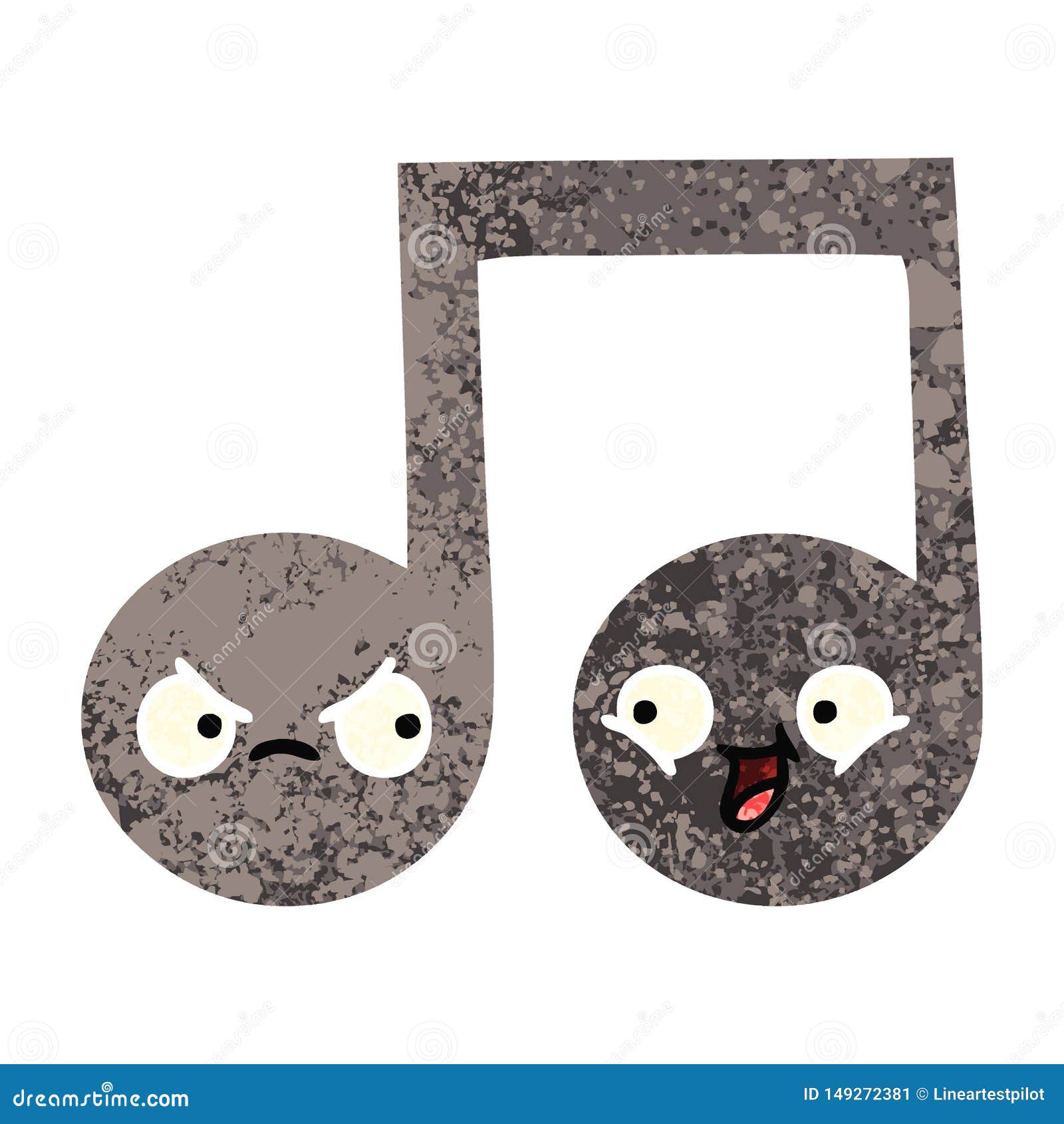 Retro Illustration Style Cartoon Musical Note Stock Vector ...