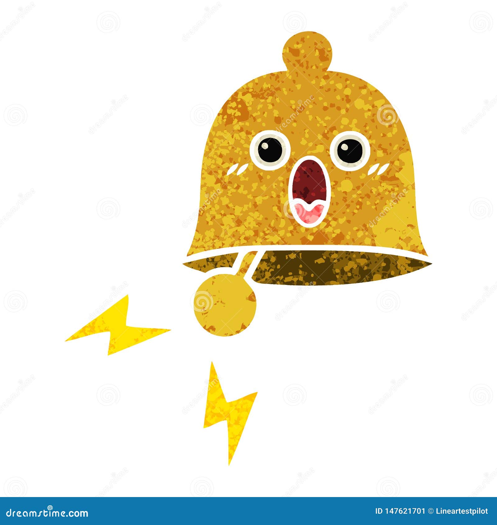 Retro Illustration Style Cartoon Ringing Bell Stock Vector ...