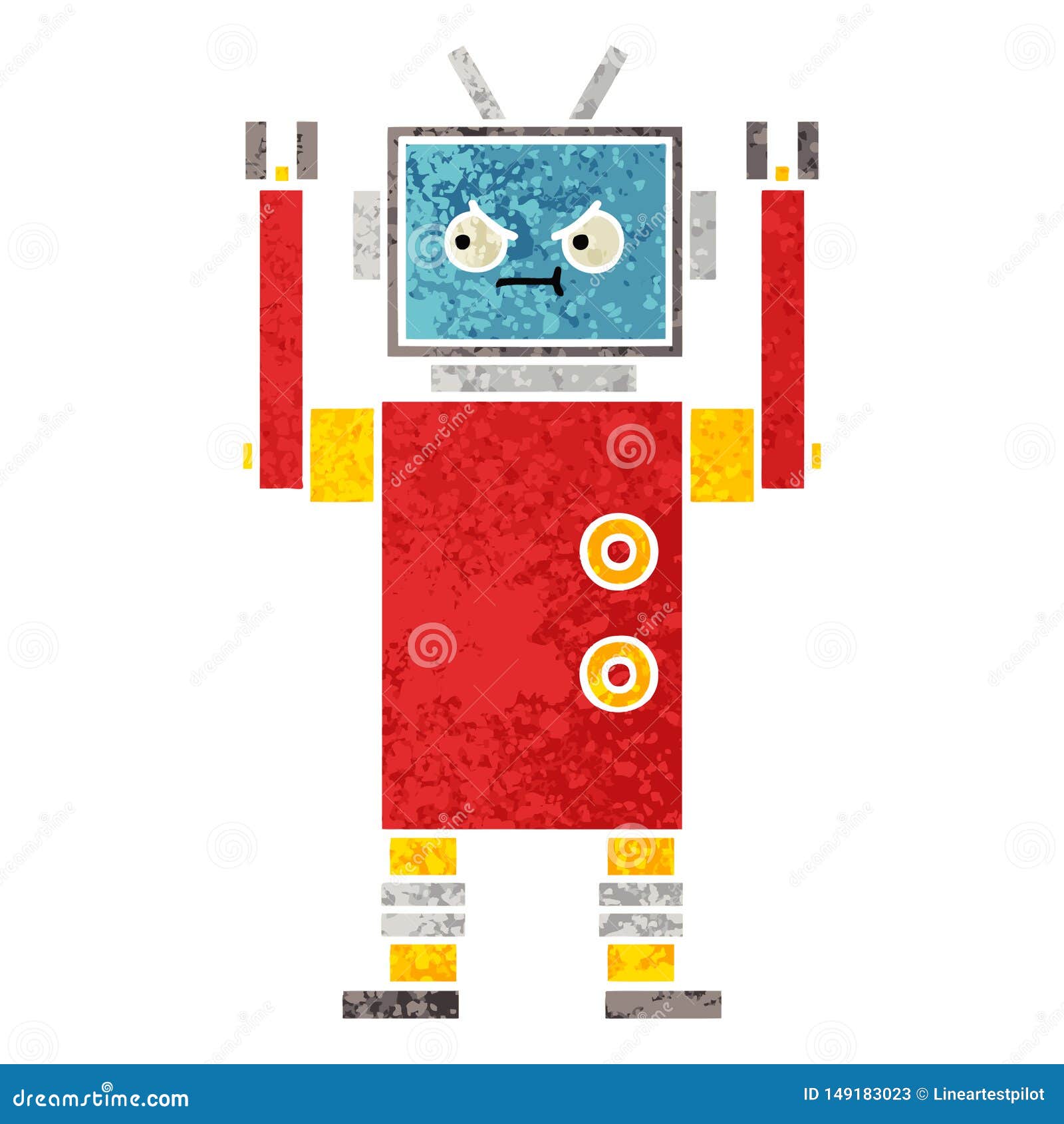 Retro Illustration Style Cartoon Robot Stock Vector - Illustration of ...