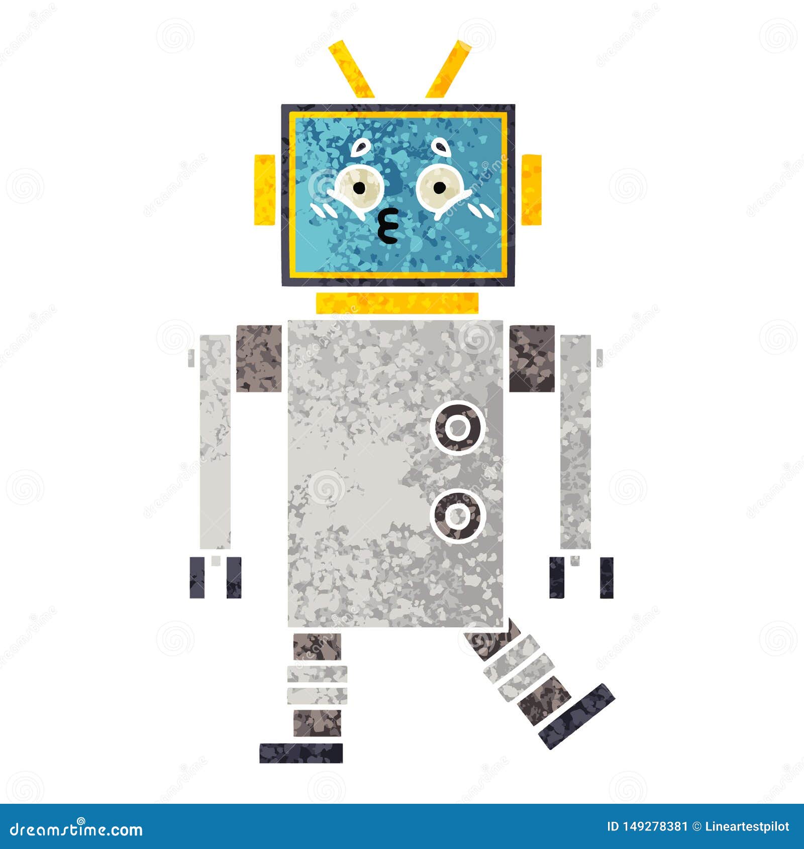 Retro Illustration Style Cartoon Robot Stock Vector - Illustration of ...