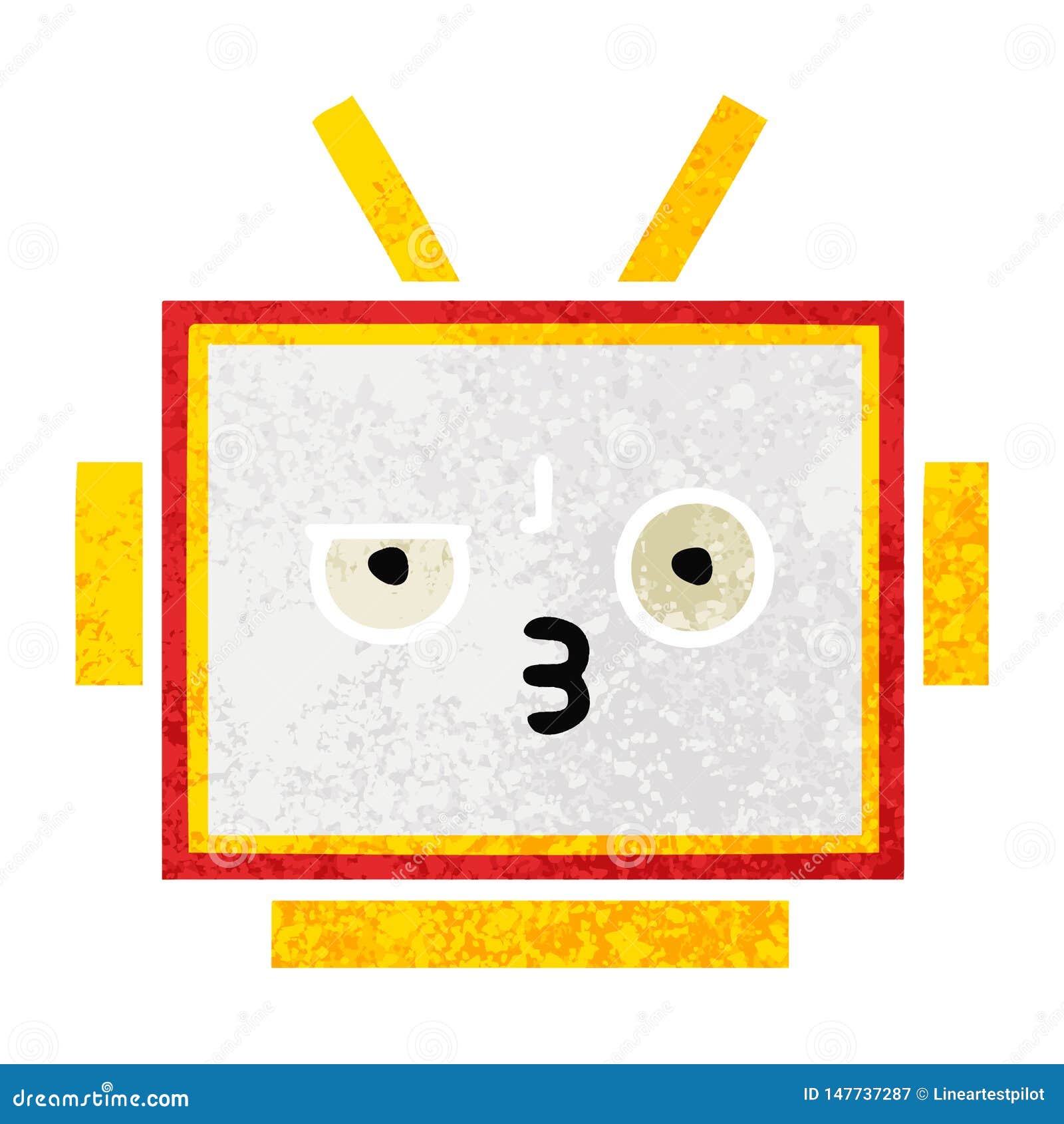 Retro Illustration Style Cartoon Robot Head Stock Vector - Illustration ...