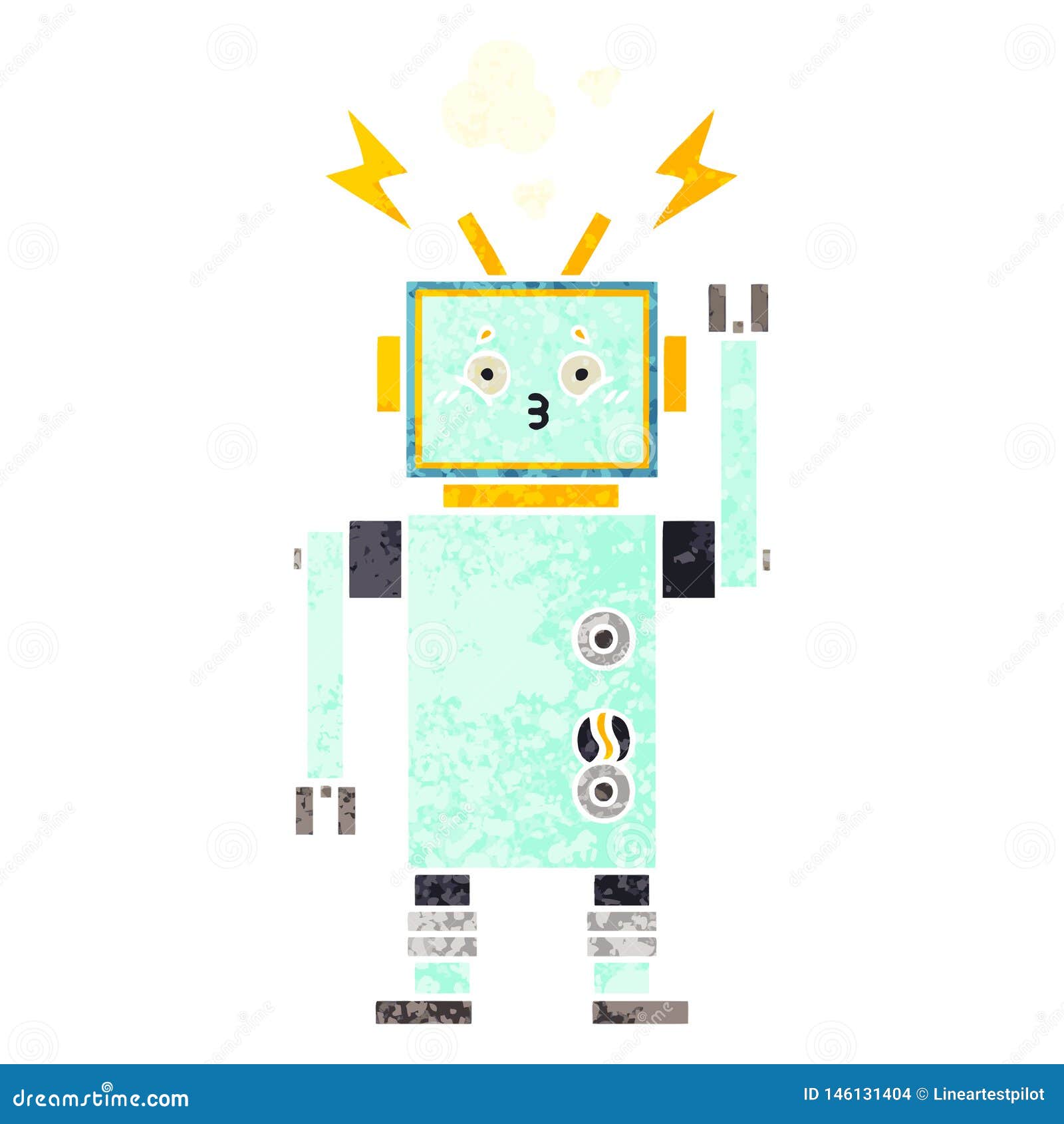 Retro Illustration Style Cartoon of a Robot Stock Vector - Illustration ...