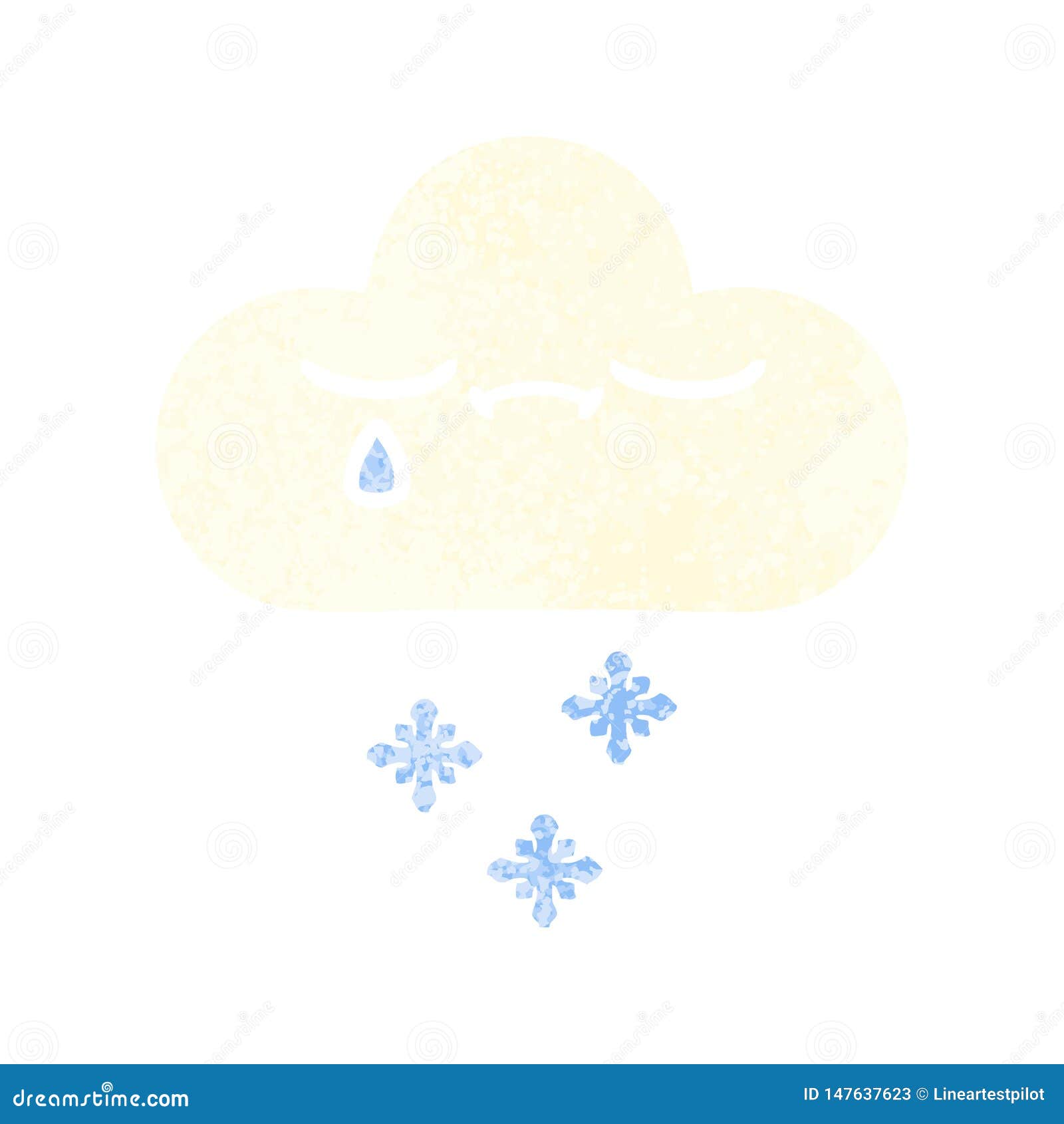 Retro Illustration Style Cartoon Snow Cloud Stock Vector - Illustration ...