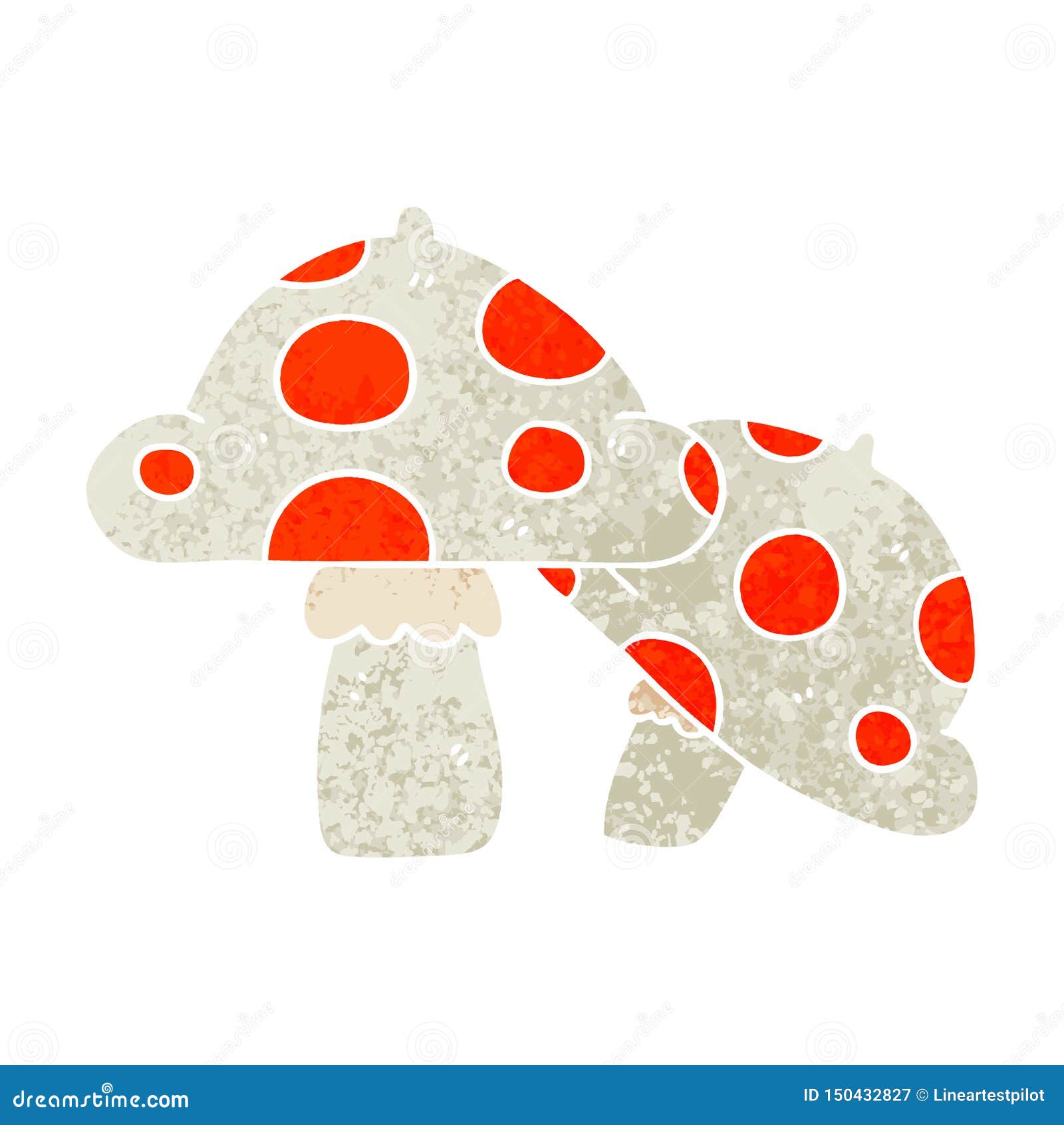 Retro Illustration Style Quirky Cartoon Toadstools Stock Vector ...