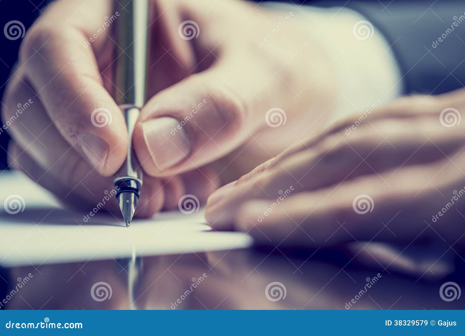 Retro Image of a Man Writing a Note Stock Image - Image of interview ...