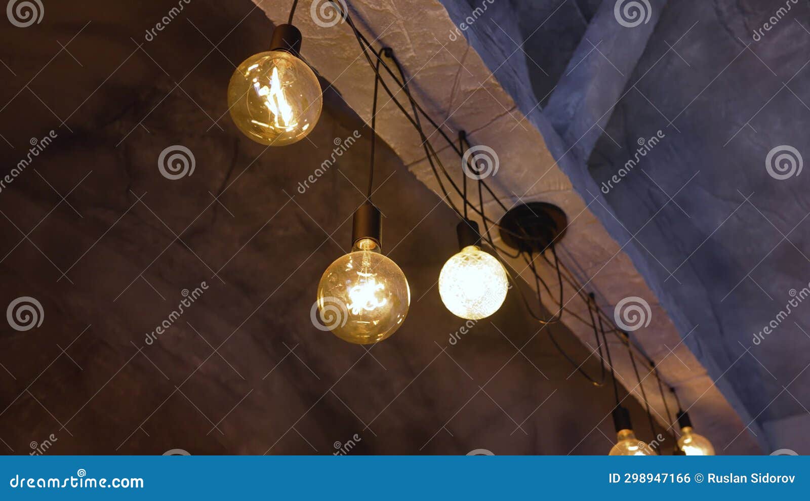 Retro Incandescent Lamps in Realistic Design. Glowing Ceiling ...