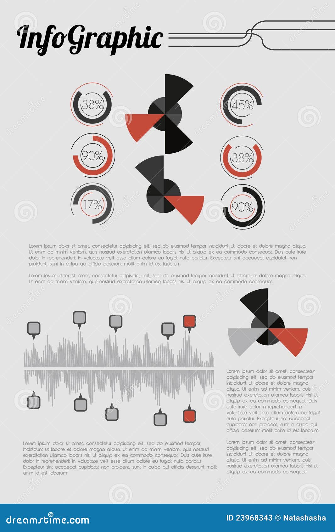 Retro Infographic Vector Set With Digitally Grunged Background ...