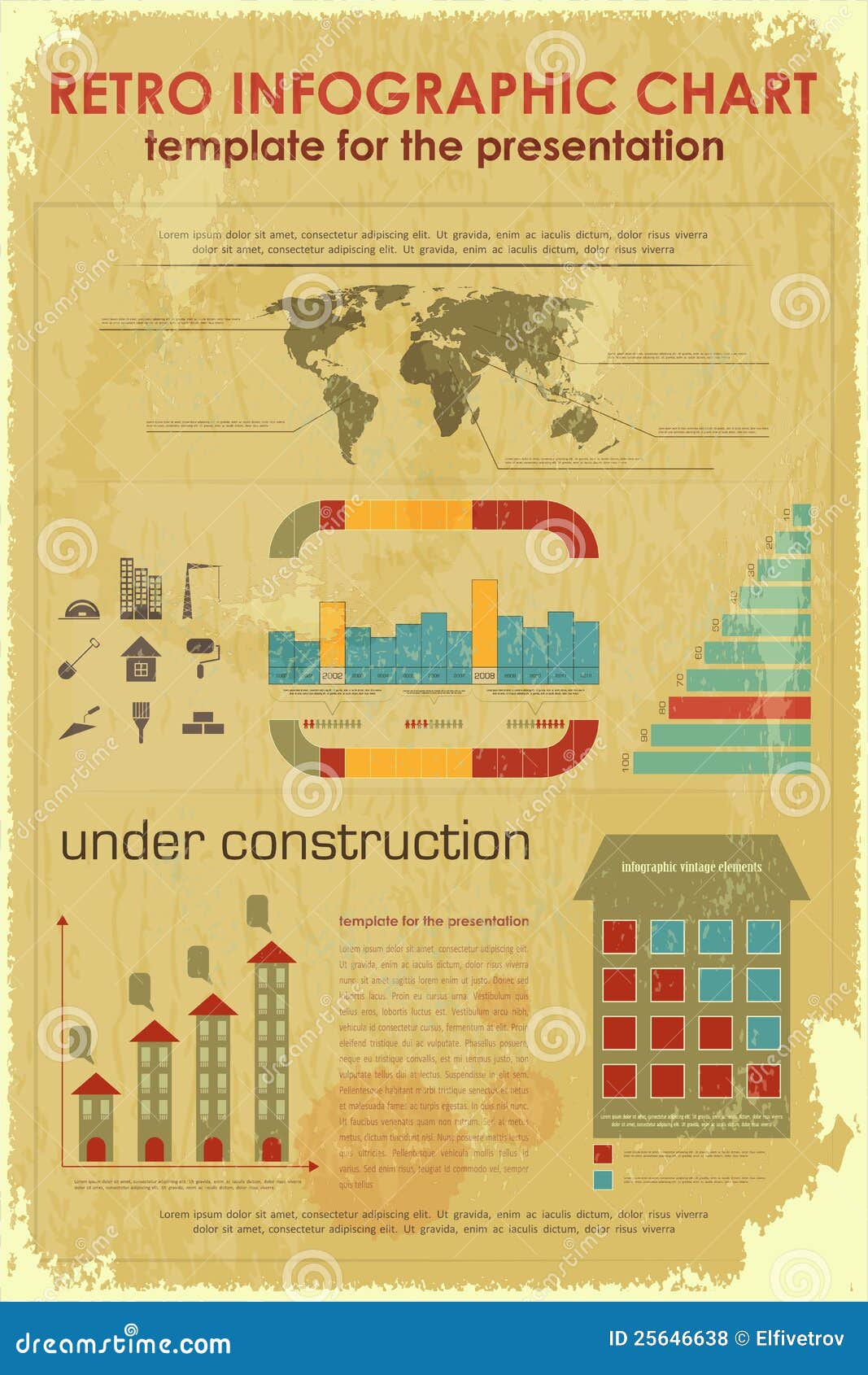 Retro Infographic Chart with Construction Icons Stock Vector ...
