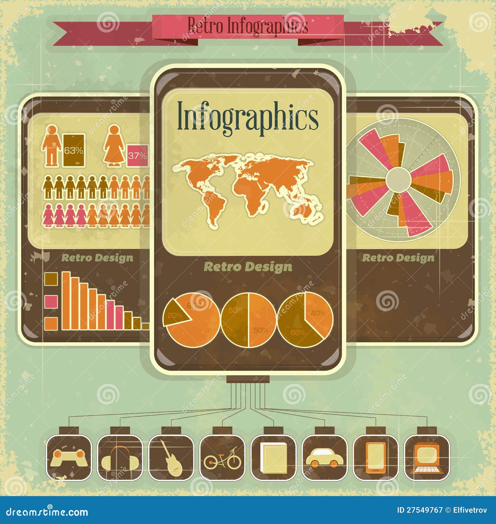 Retro Infographic Design stock vector. Illustration of infochart - 27549767