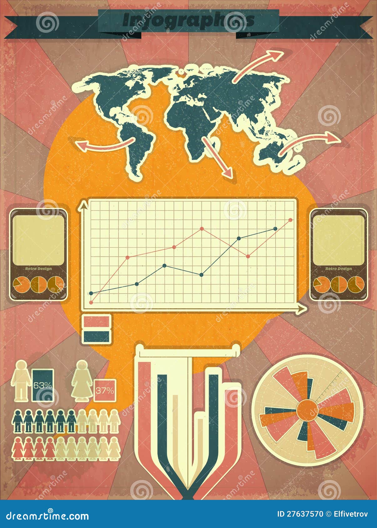 Retro Infographic Design stock vector. Illustration of business - 27637570