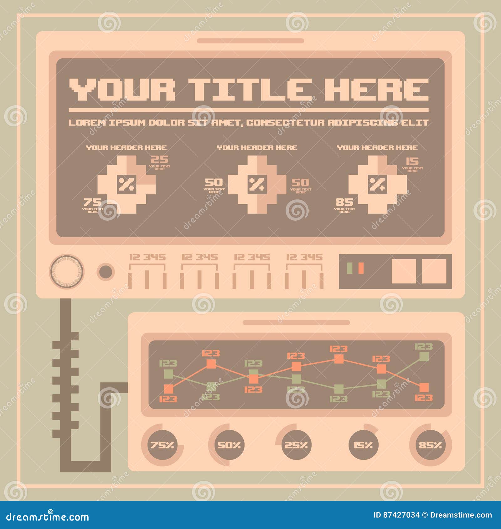 Retro Infographics Elements. Pixel Art Stock Vector - Illustration of ...