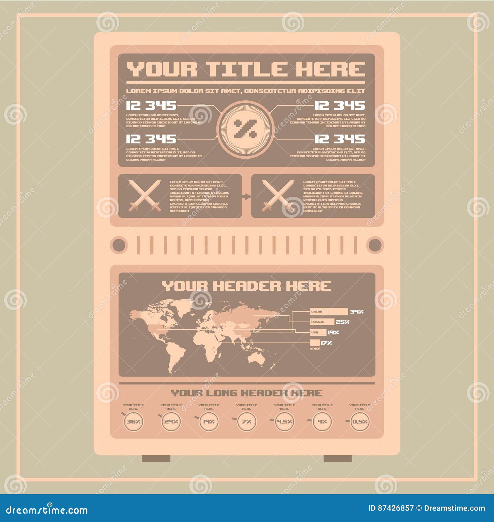 Retro Infographics Elements. Pixel Art Stock Vector - Illustration of ...