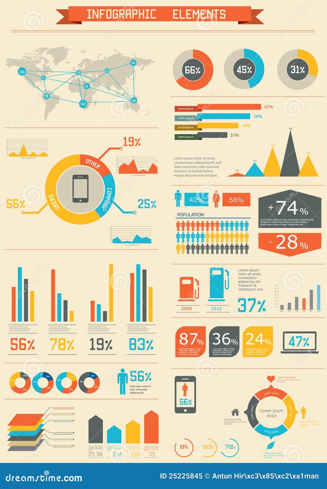 Retro Infographics Elements. Pixel Art Vector Illustration ...