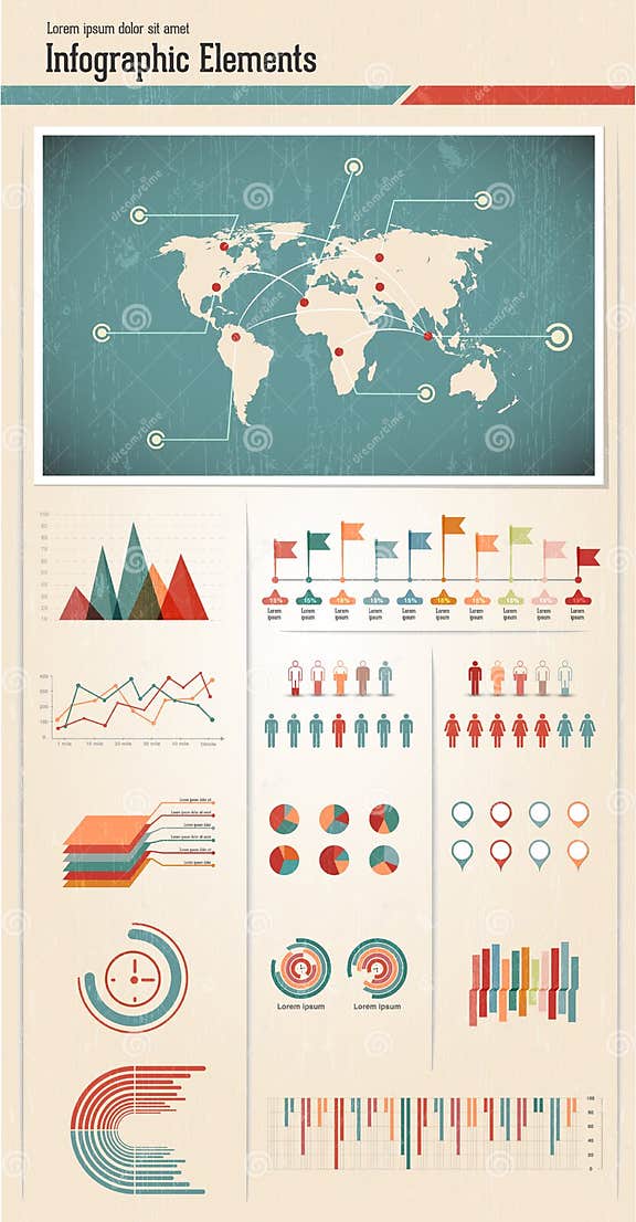 Retro infographics set stock vector. Illustration of internet - 29858984