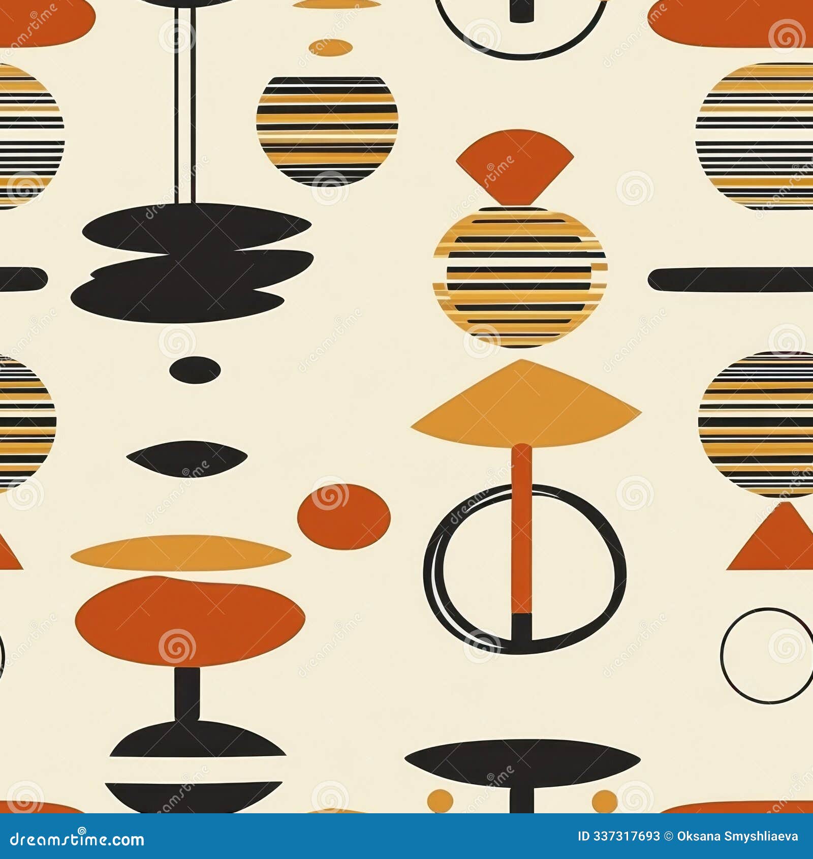 Retro-inspired Abstract Geometric Shapes Pattern Wallpaper Stock Image ...