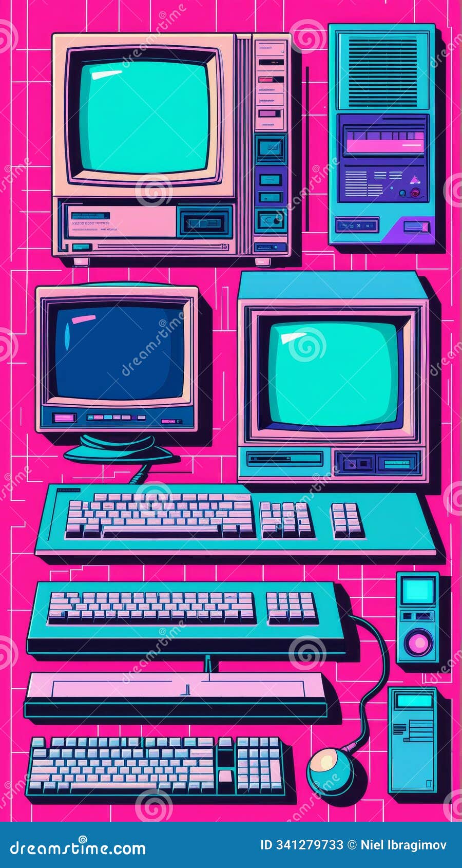 Old Computer Aesthetic Vaporwave Style Pc Elements Stock Image - Image ...