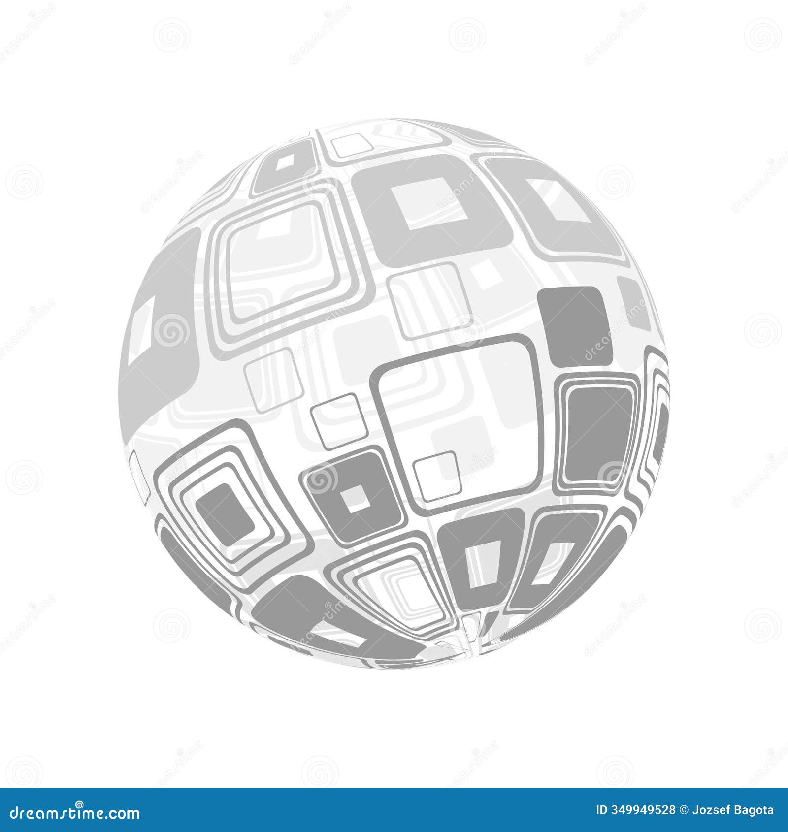 Retro Inspired Empty Transparent Round 3D Sphere with Gray Squares ...