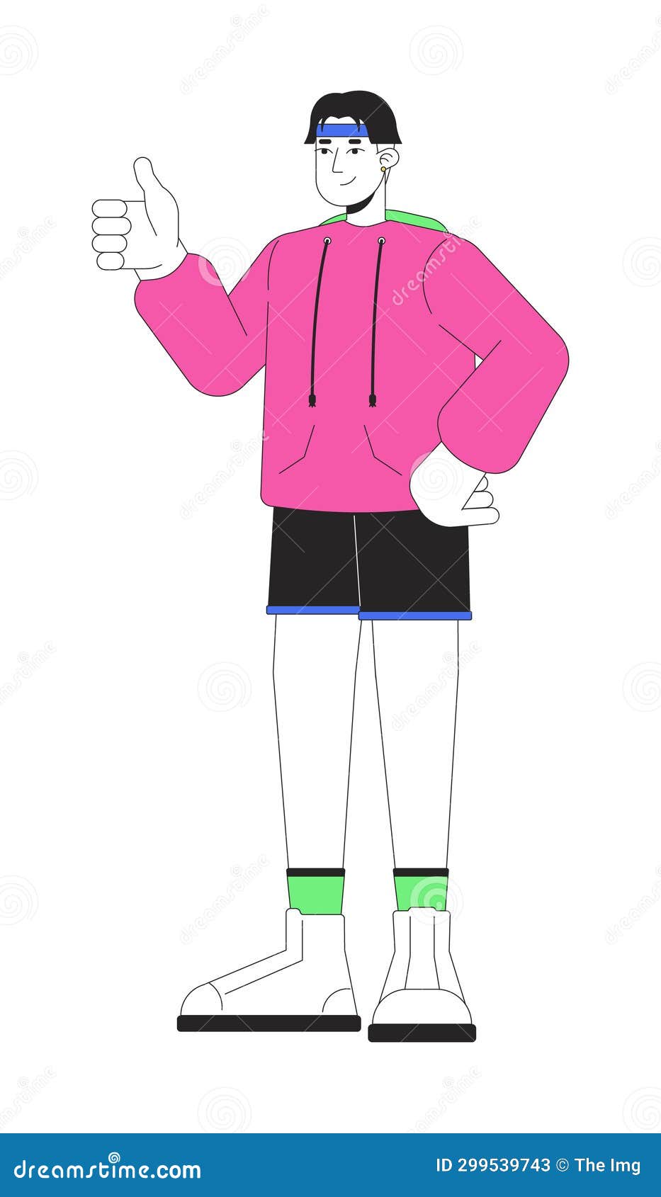 Handsome Korean Woman Pixie Hair Cut 2d Linear Cartoon Character Head 293792785