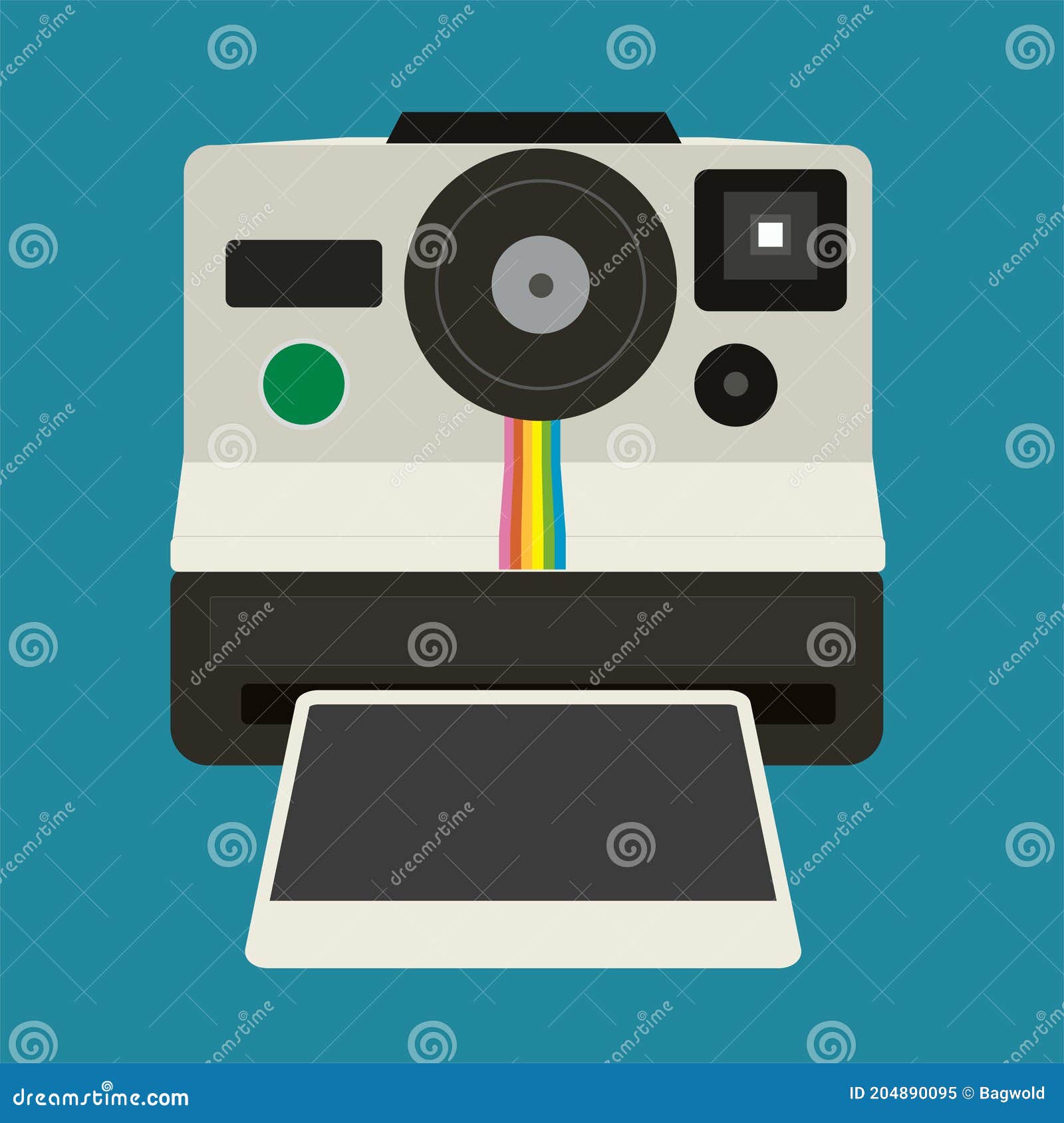 Retro Instant Camera Vector on a Blue Background Stock Vector ...