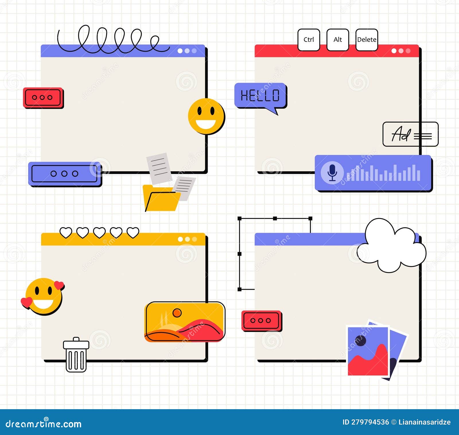 Retro Interface Elements Set Stock Vector - Illustration of retro ...