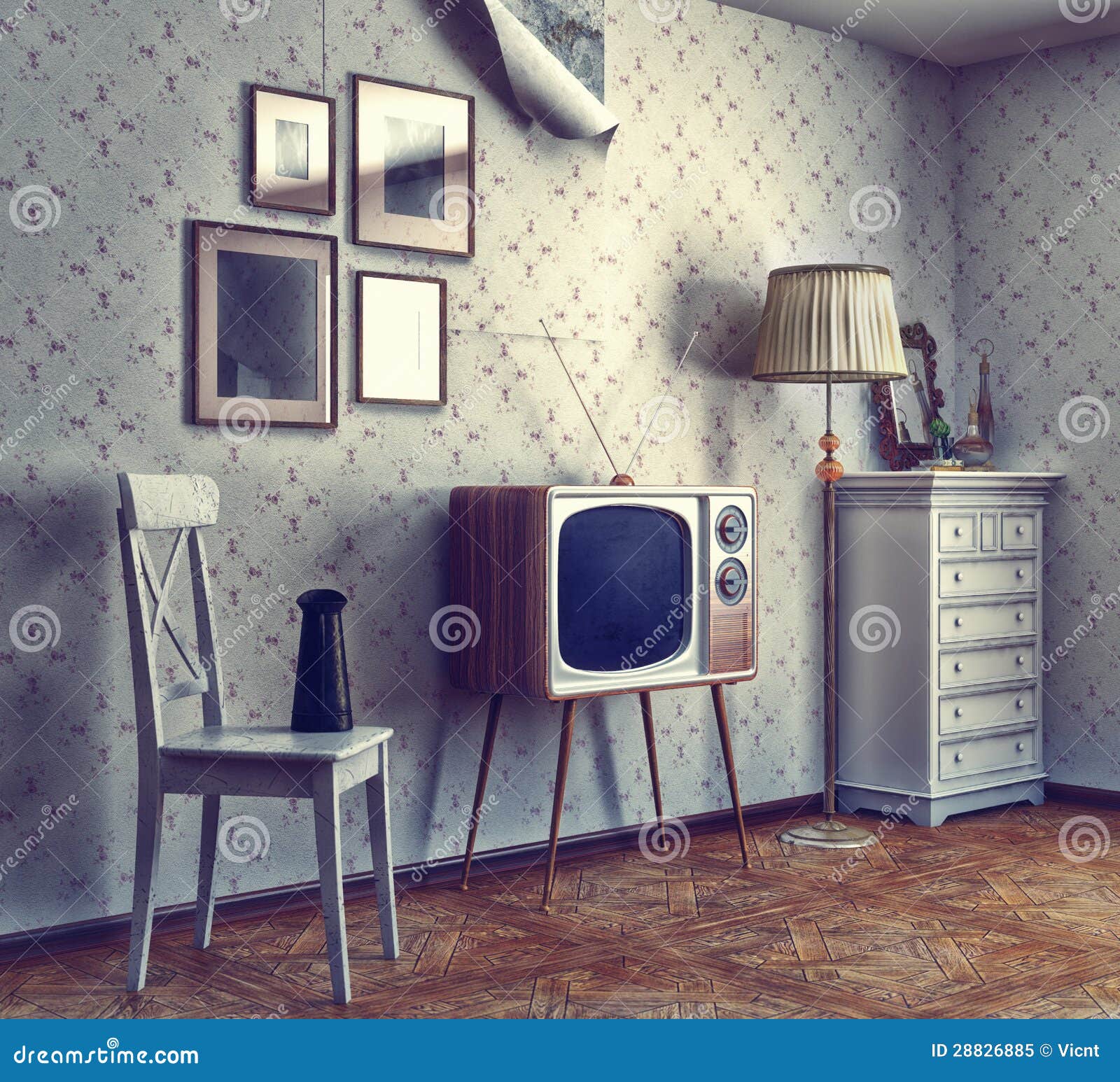 Retro interior stock illustration. Illustration of lifestyle - 28826885
