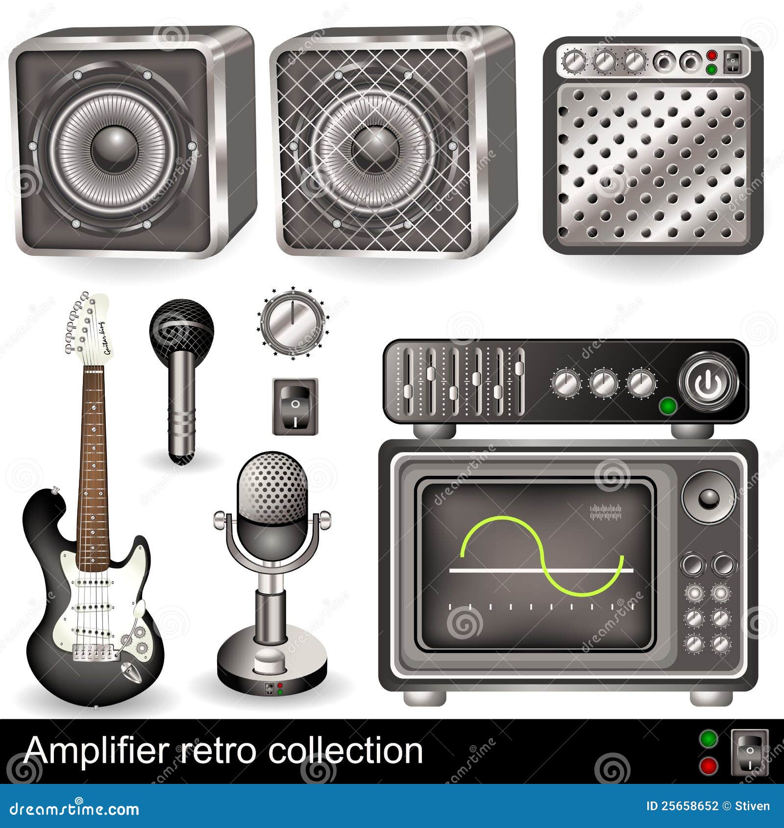 Retro Inzameling Van De Versterker Vector Illustratie - Illustration of ...