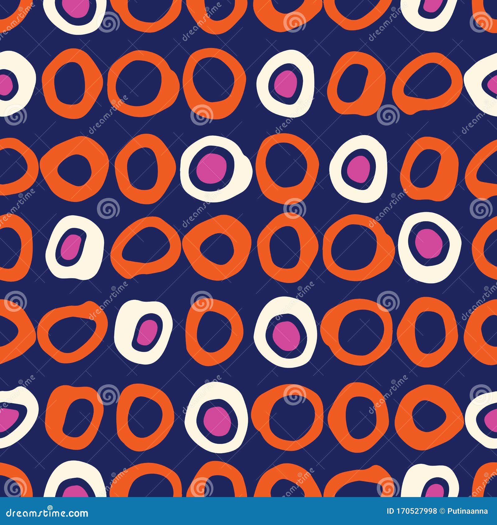 Retro Irregular Shaped Circles Set Vector Seamless Pattern. Modern Mid ...