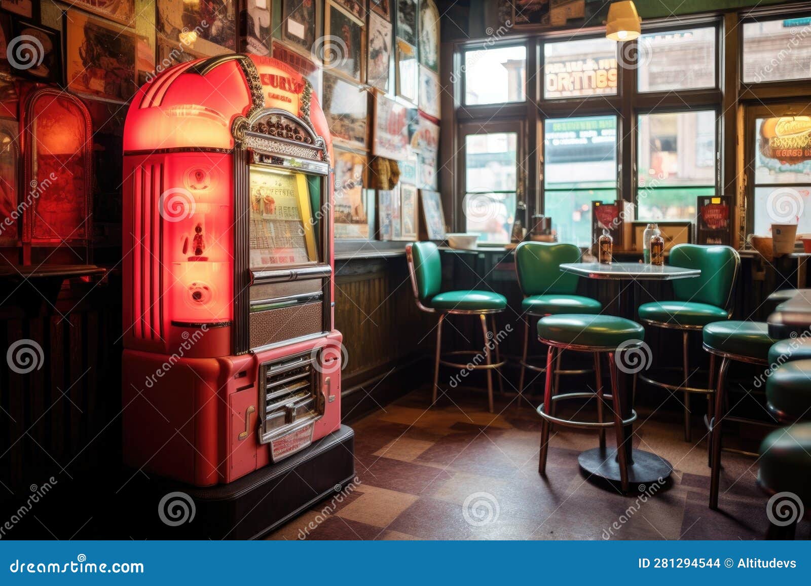 Retro Jukebox in a Corner of the Diner Stock Illustration ...