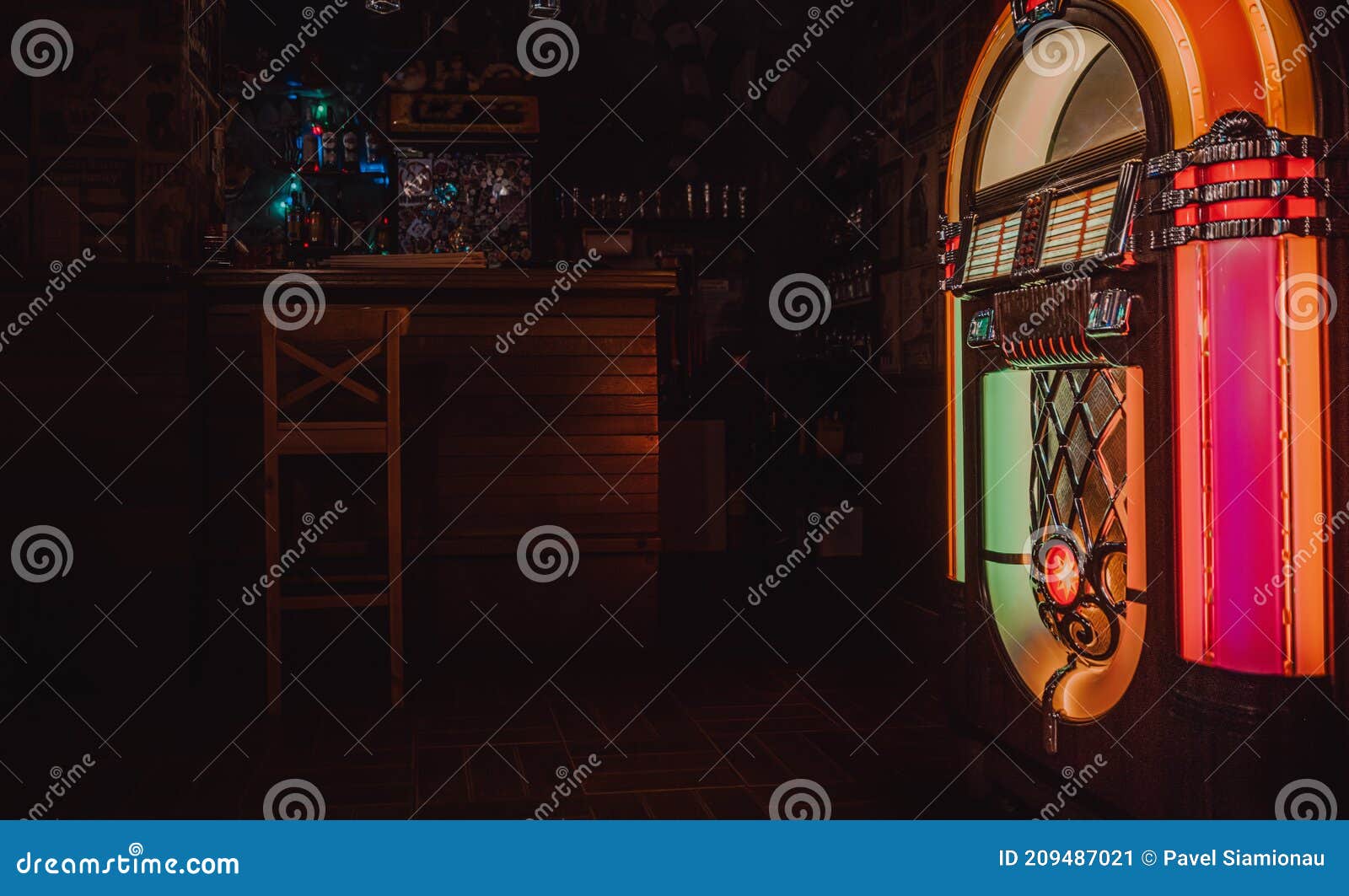 Retro Jukebox On Dark Background Royalty-Free Stock Photo ...