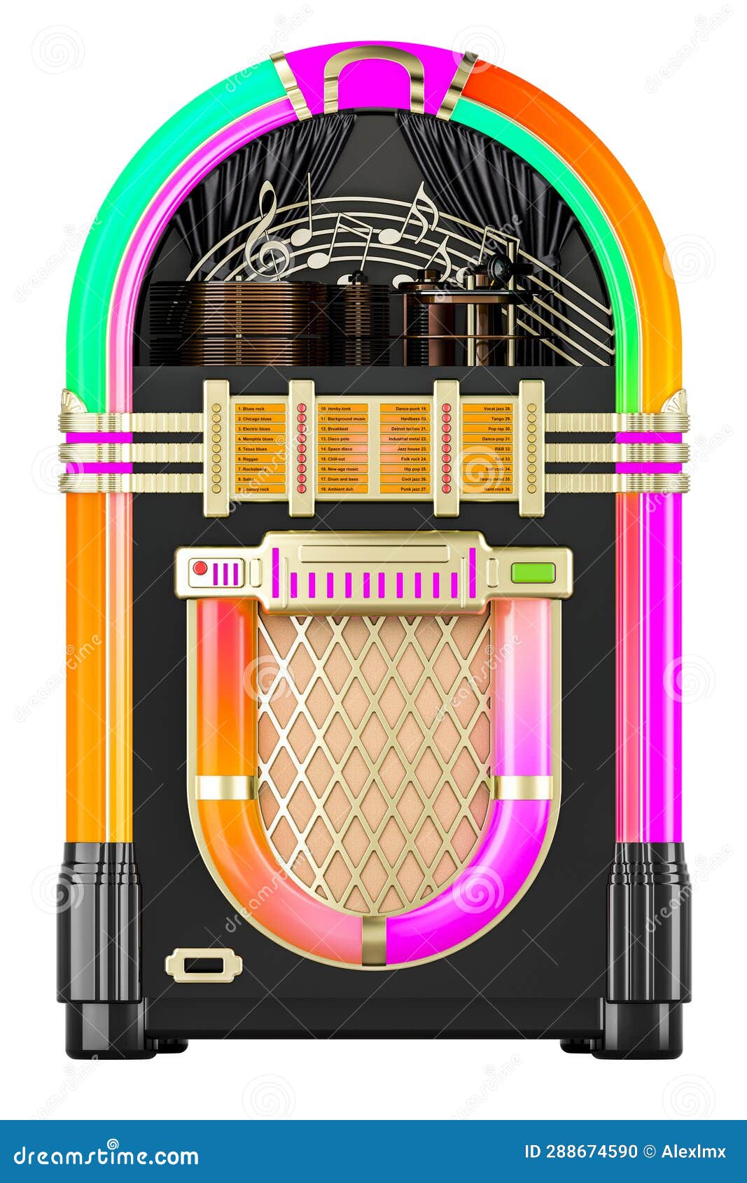 Retro Jukebox, Front View. 3D Rendering Stock Illustration ...