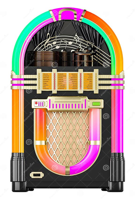 Retro Jukebox, Front View. 3D Rendering Stock Illustration ...