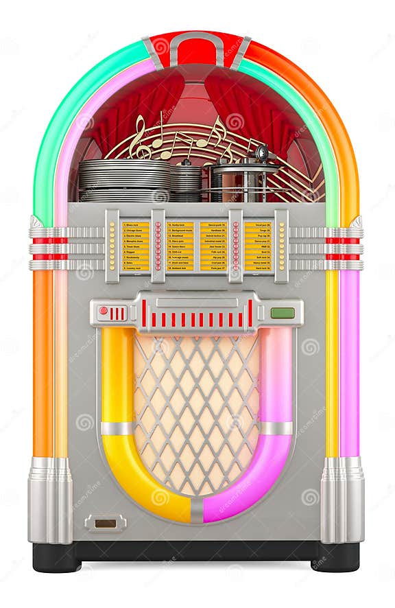 Retro Jukebox, Front View. 3D Rendering Stock Illustration ...