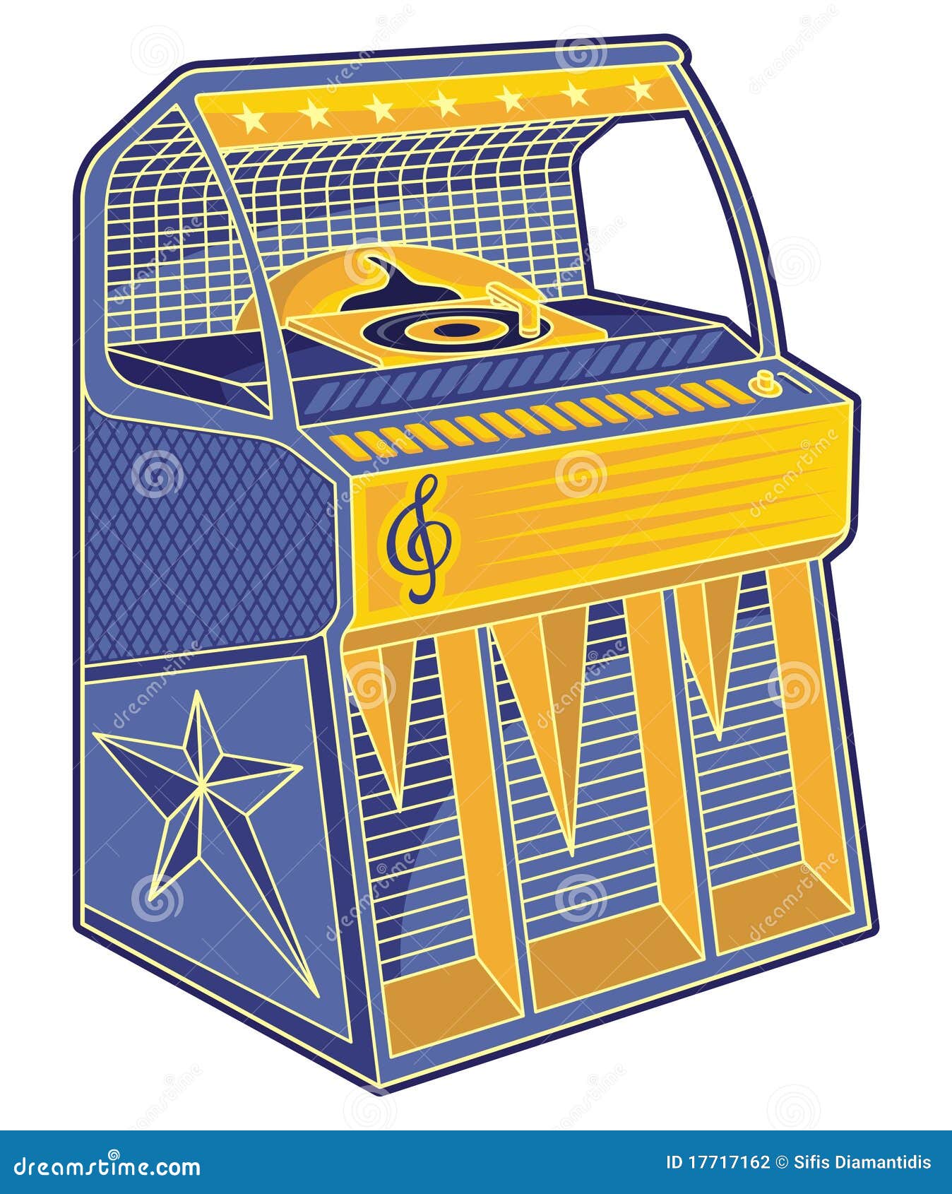 Retro Jukebox Radio Isolated On White Background. 3d Illustration ...