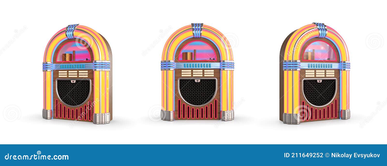 Retro Jukebox Lineart Vector Illustration | CartoonDealer.com #17717162