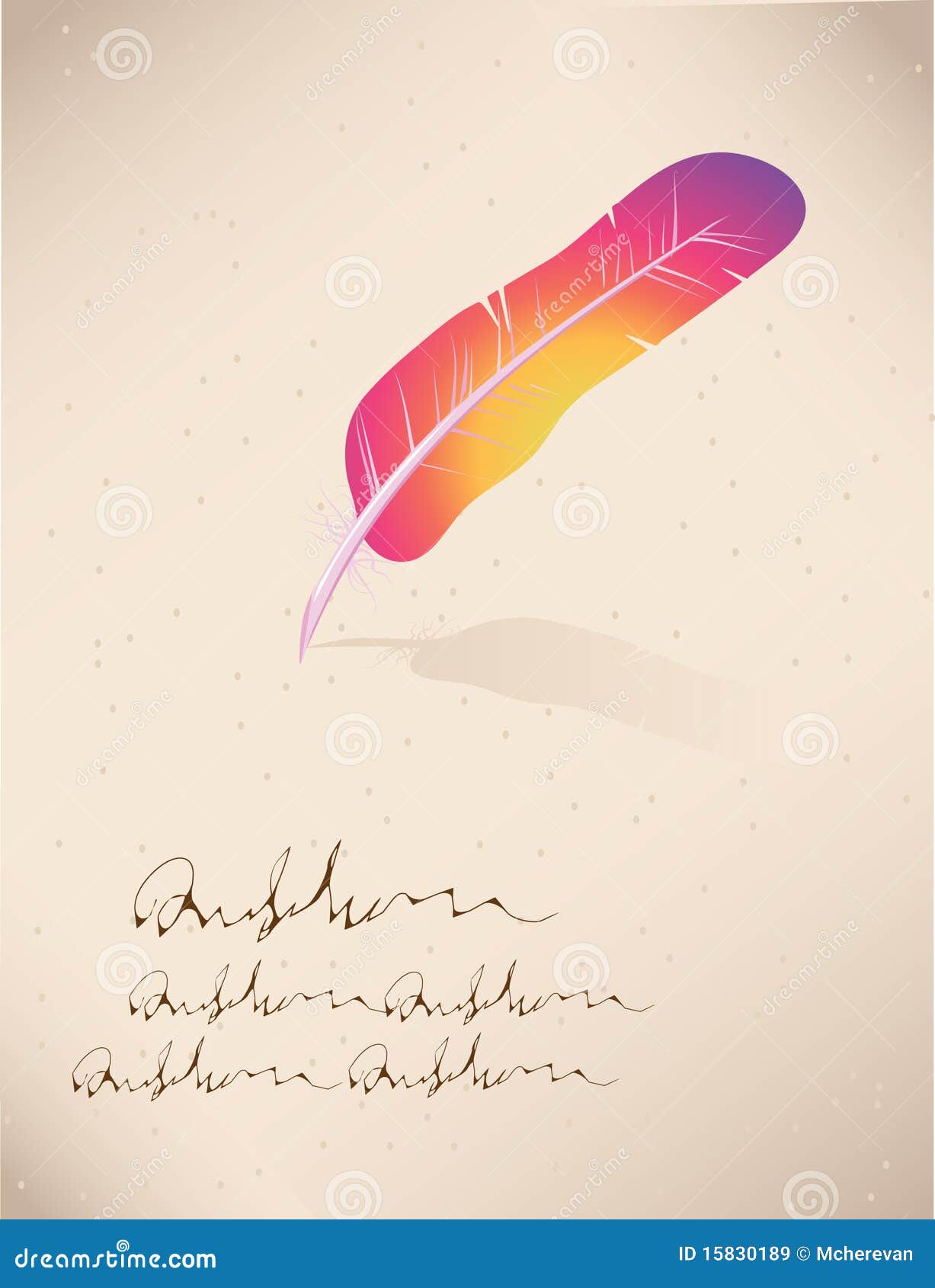 Retro- Karte mit Feder vektor abbildung. Illustration von grau - 15830189