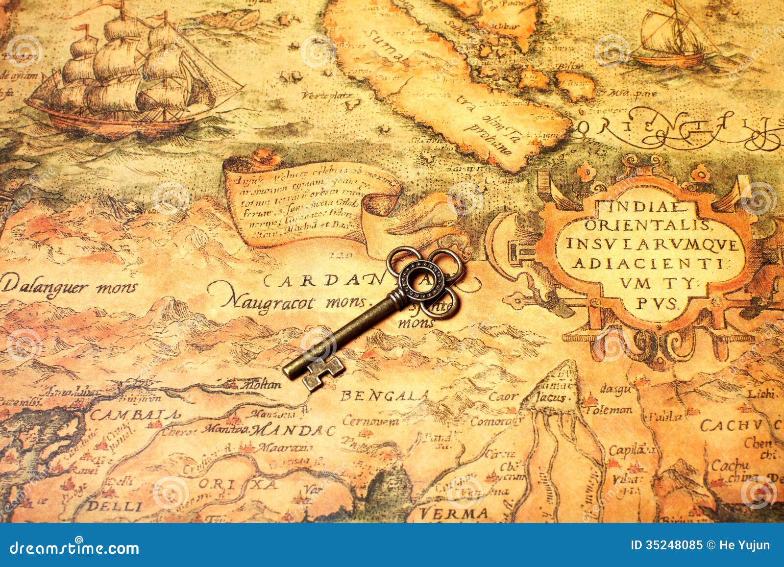 Retro key with map stock image. Image of lock, rusty - 35248085