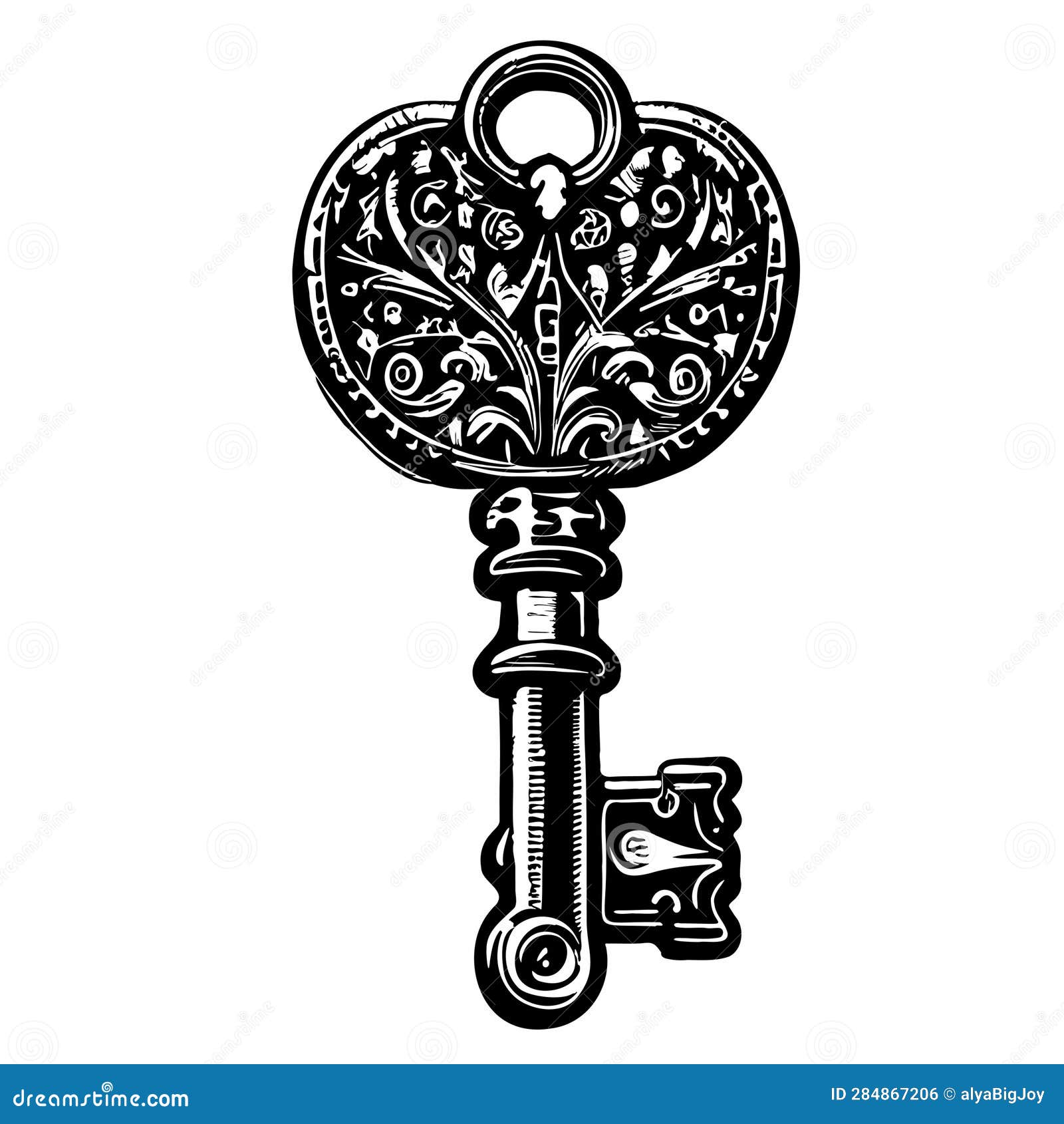 Retro Key Sketch Hand Drawn Heraldry Vector Illustration Stock Vector ...