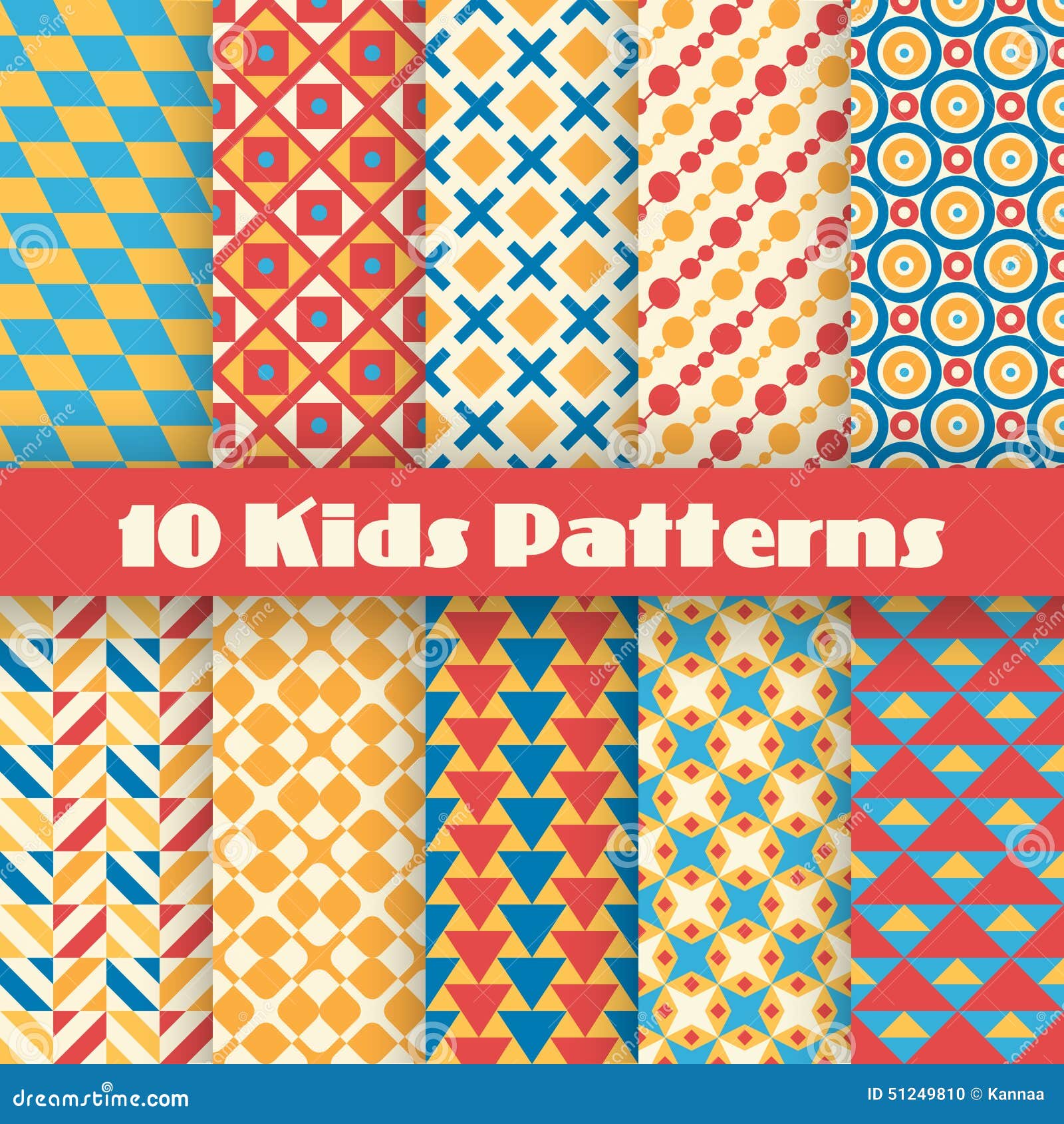 Retro Kids Pattern Cartoon Vector | CartoonDealer.com #61786127