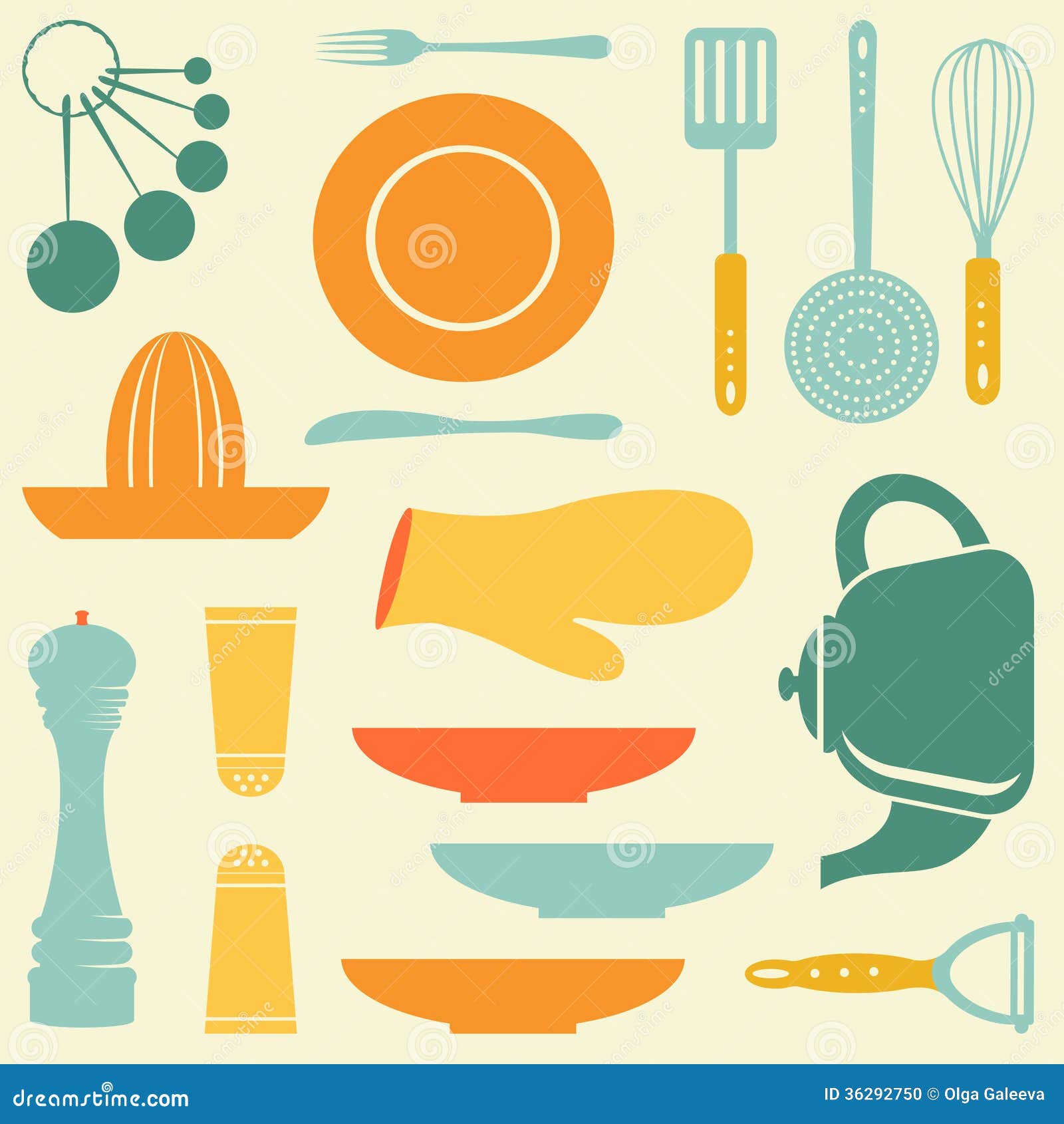 Retro kitchen collection stock vector. Illustration of background ...