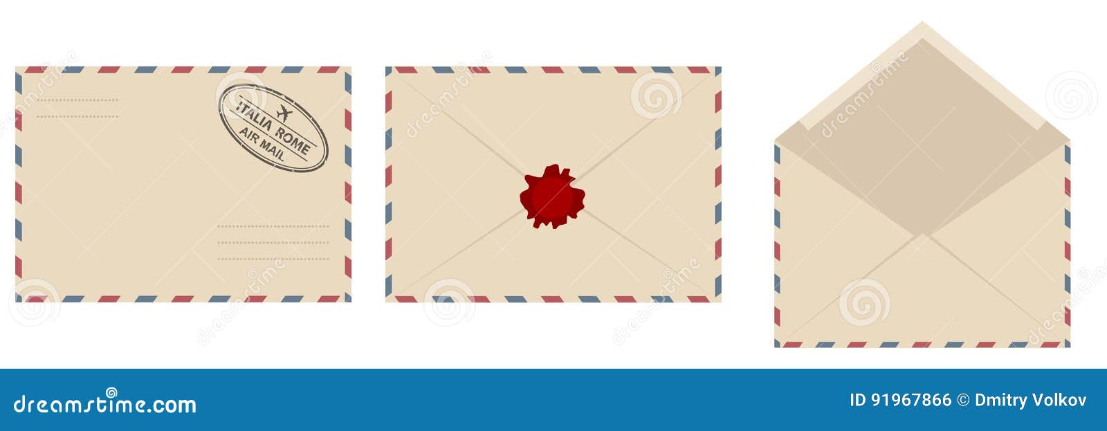 Retro Kuvert, Post, Bokstav Vektor Illustrationer - Illustration av ...