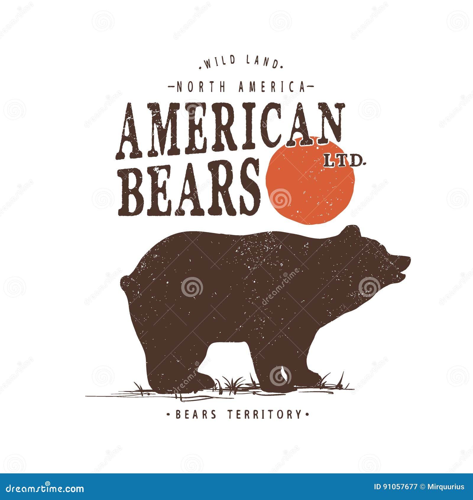 Retro label with bear stock vector. Illustration of symbol - 91057677