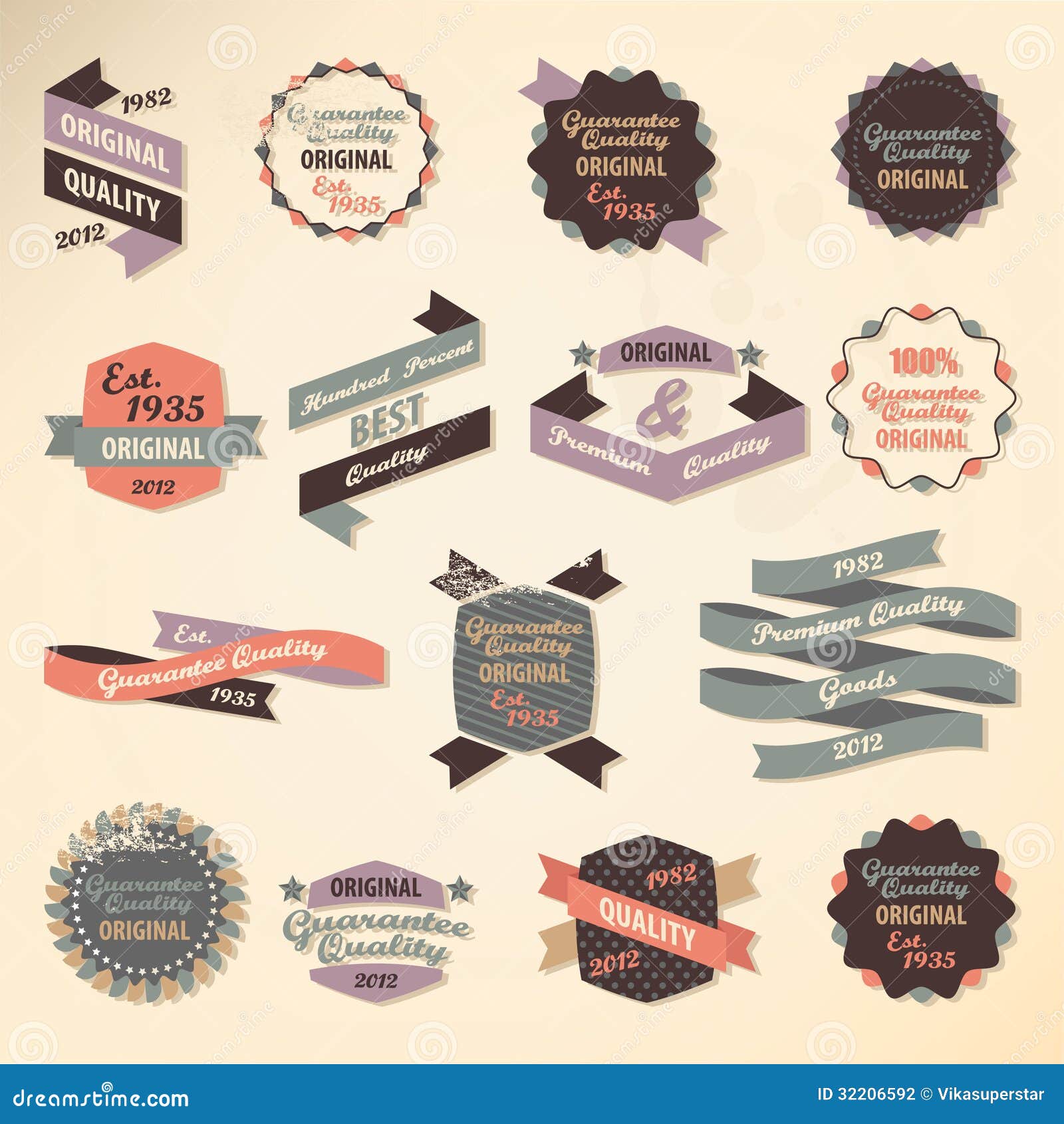 Retro label collection stock vector. Illustration of assurance - 32206592