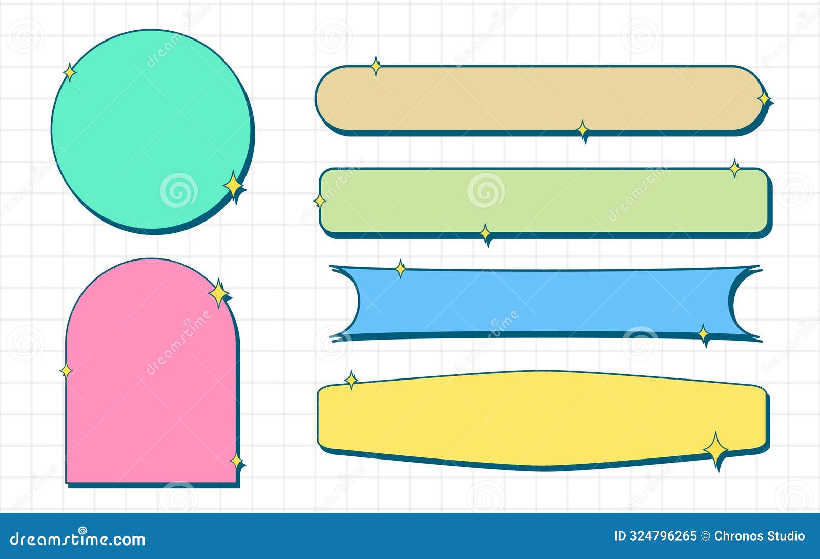 Retro Text Box Aesthetic Element Shape Vector Set | CartoonDealer.com ...