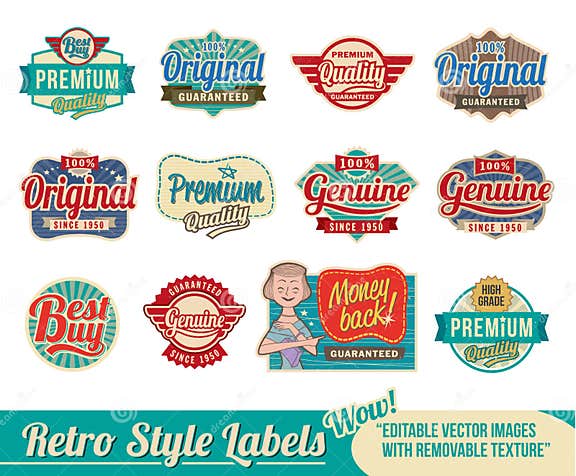 Retro label Set stock vector. Illustration of fifties - 24882064